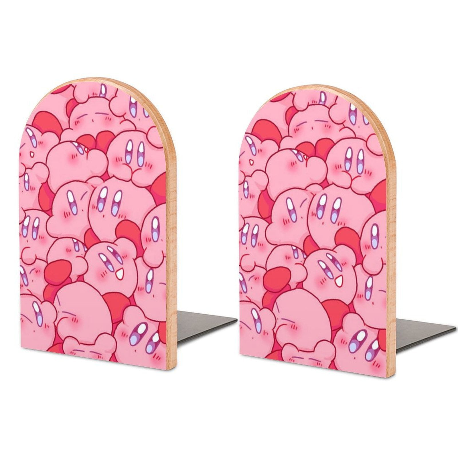 Kirby Cartoon Game Bookends Wood Book Divider Decor Shelves Non-Skid ...