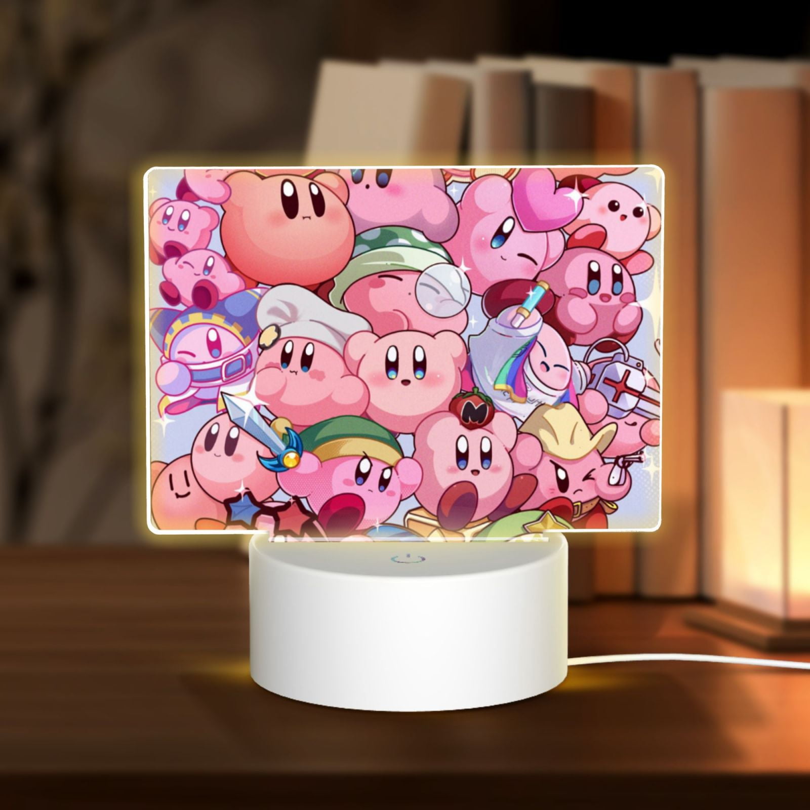 Kirby Cartoon Poster Rectangular Acrylic Night Light Adjustable 3 Light ...