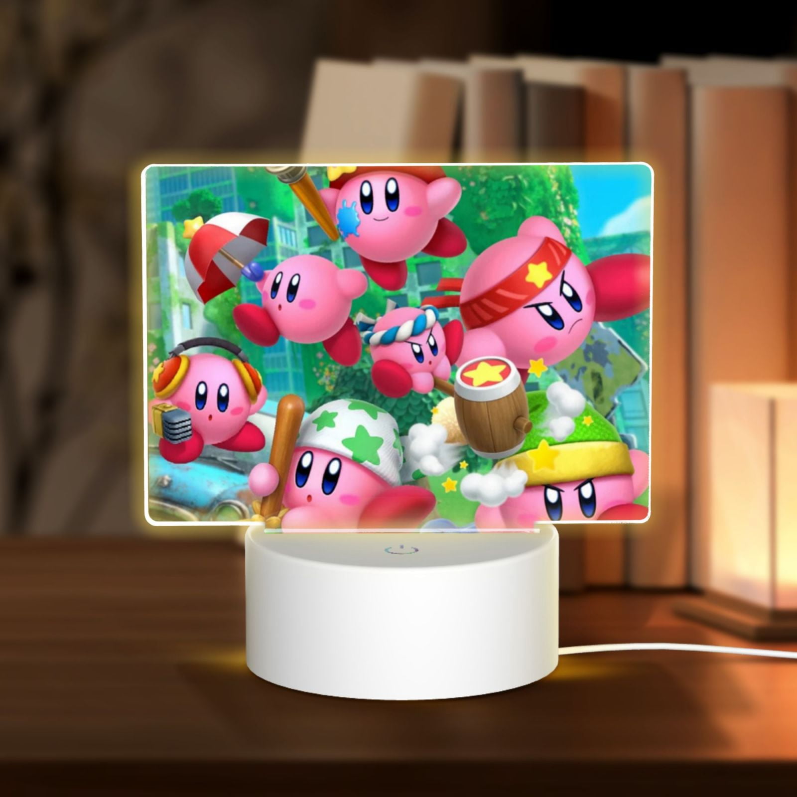 Kirby Cartoon Rectangular Acrylic Night Light Adjustable 3 Light Modes ...