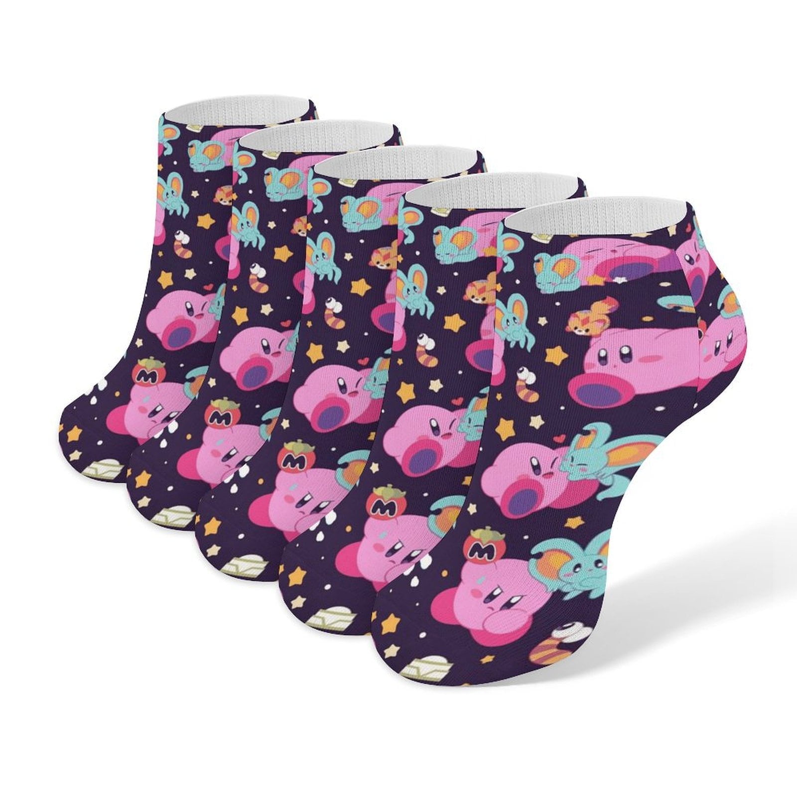 Kirby Cartoon ankle socks 5 pairs suitable for men and women invisible ...