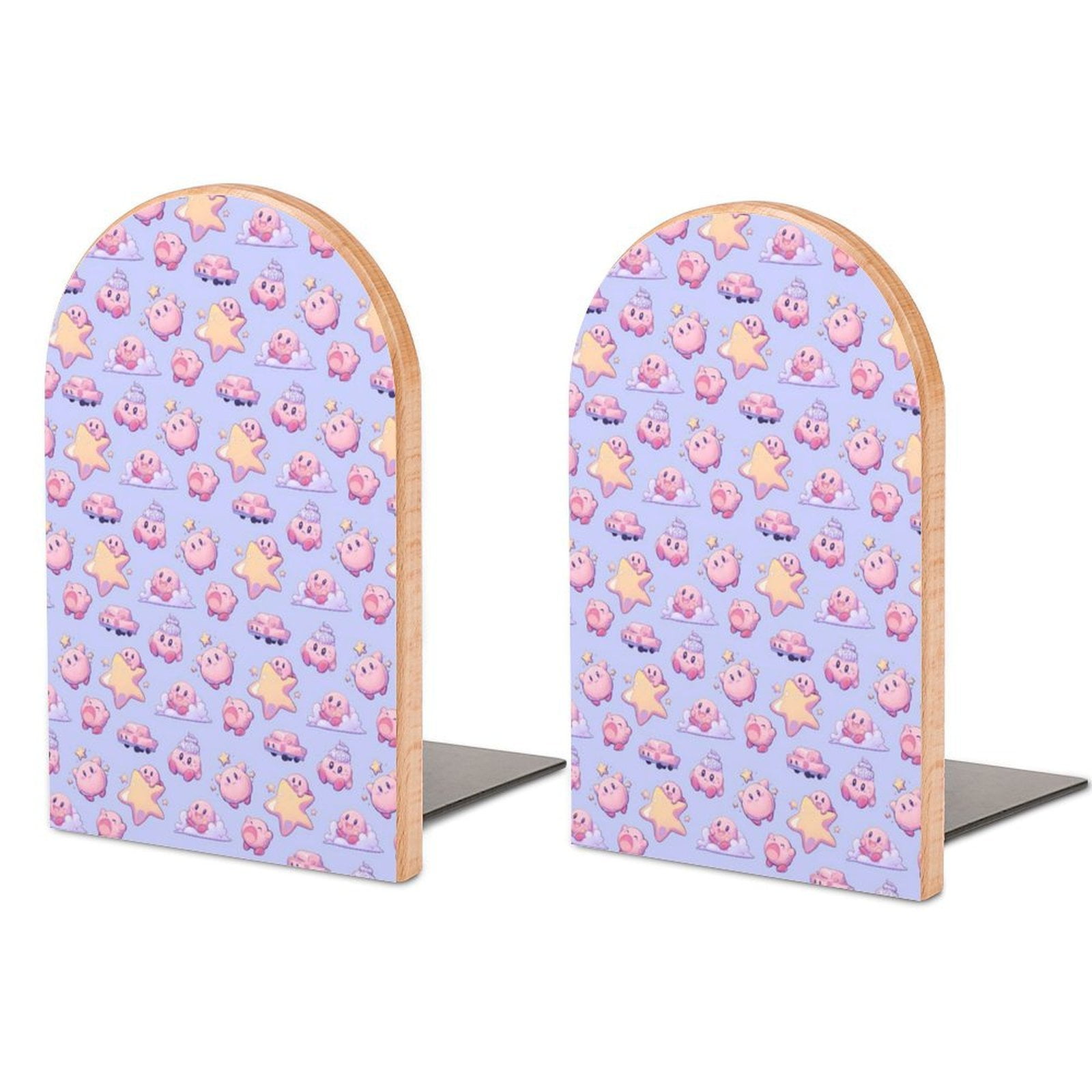 Kirby Character Pattern Bookends Wood Book Divider Decor Shelves Non ...