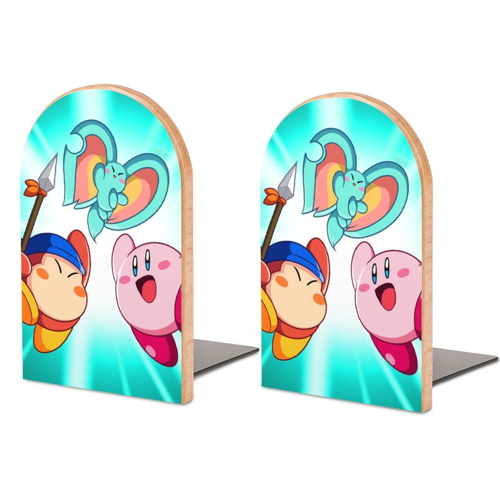 Kirby Dream Land Bookends Wood Book Divider Decor Shelves Non-Skid Book ...