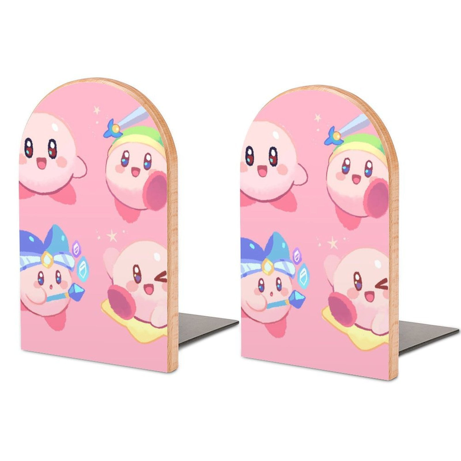 Kirby Game Play Bookends Wood Book Divider Decor Shelves Non-Skid Book ...