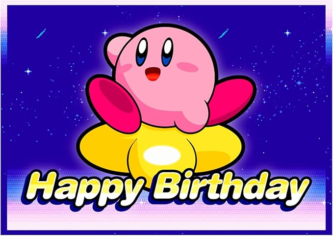 Kirby Happy Birthday Edible Image Cake Topper For Half Sheet Cake By ...
