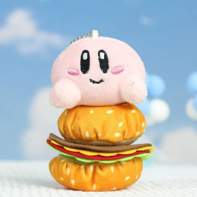 Kirby Keychain 12cm French Fries Burger Kawaii Anime Smile Plush Toys ...
