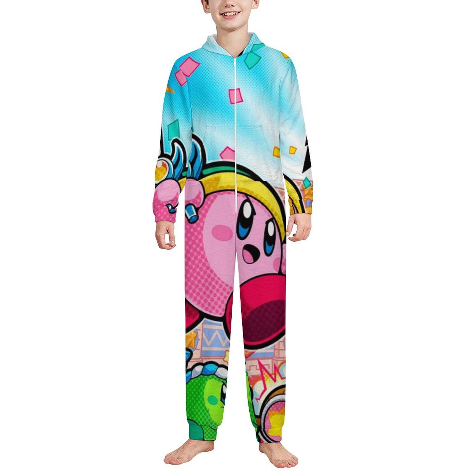 Kirby Kids One Piece Pajama Hooded Union Suit PJs Sleepwear for Boys ...