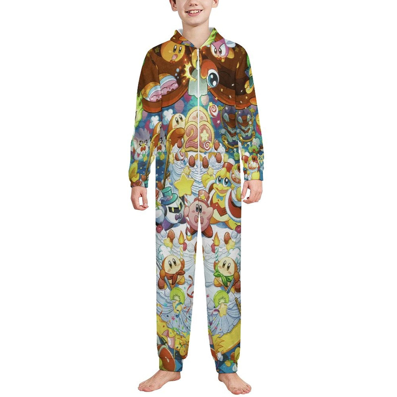 Kirby Kids One Piece Pajama Hooded Union Suit PJs Sleepwear for Boys ...