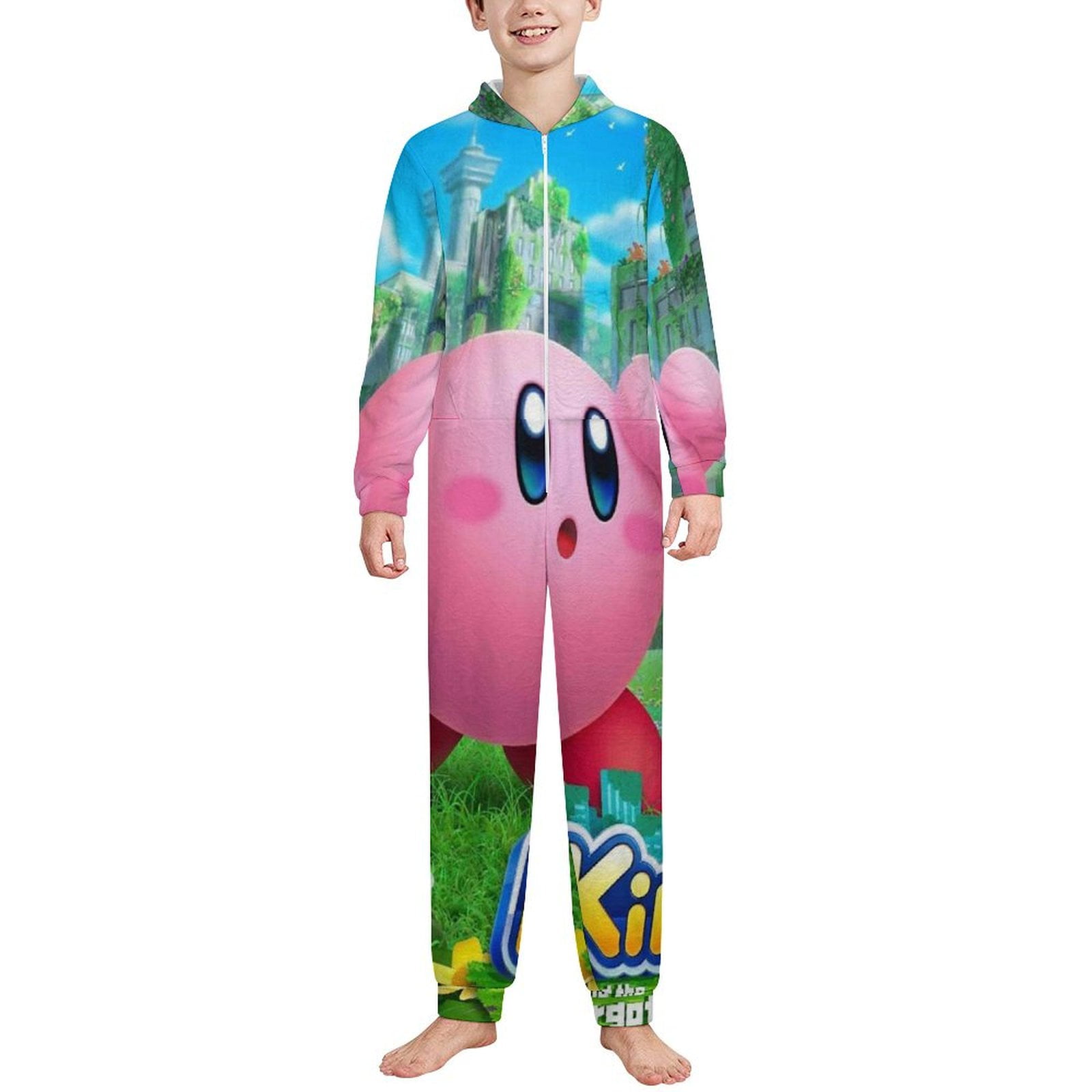 Kirby Kids One Piece Pajama Hooded Union Suit PJs Sleepwear for Boys ...