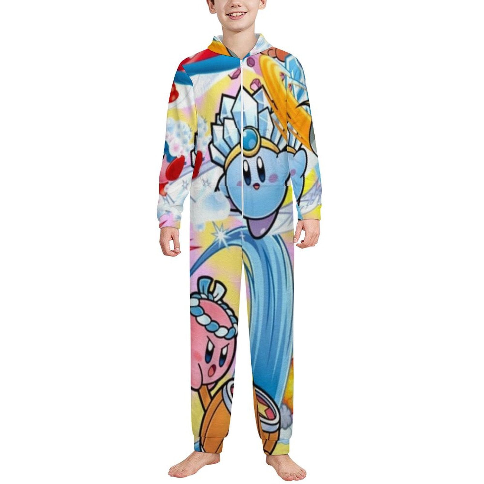 Kirby Kids One Piece Pajama Hooded Union Suit PJs Sleepwear for Boys ...