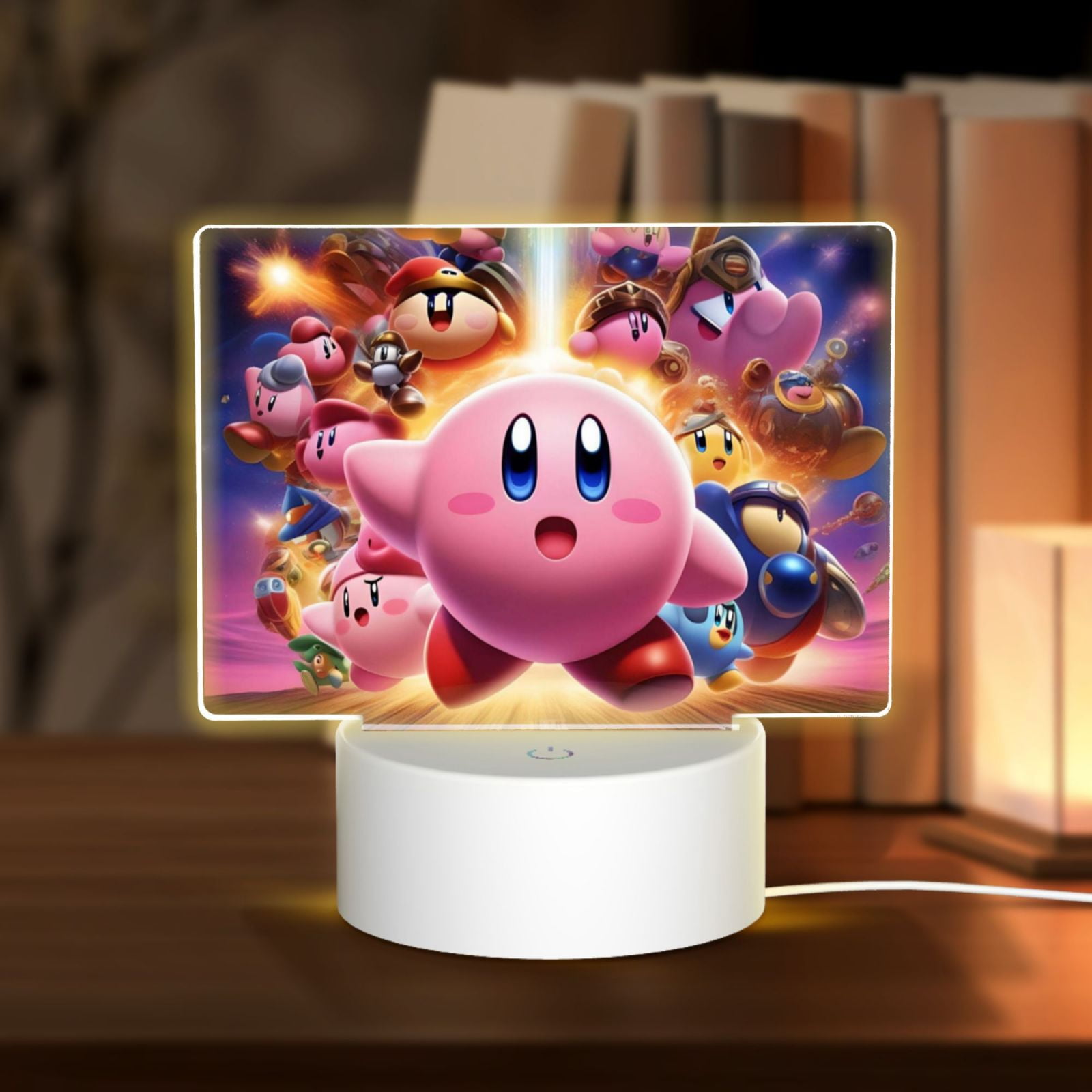 Kirby Movie Cartoon Rectangular Acrylic Night Light Adjustable 3 Light ...