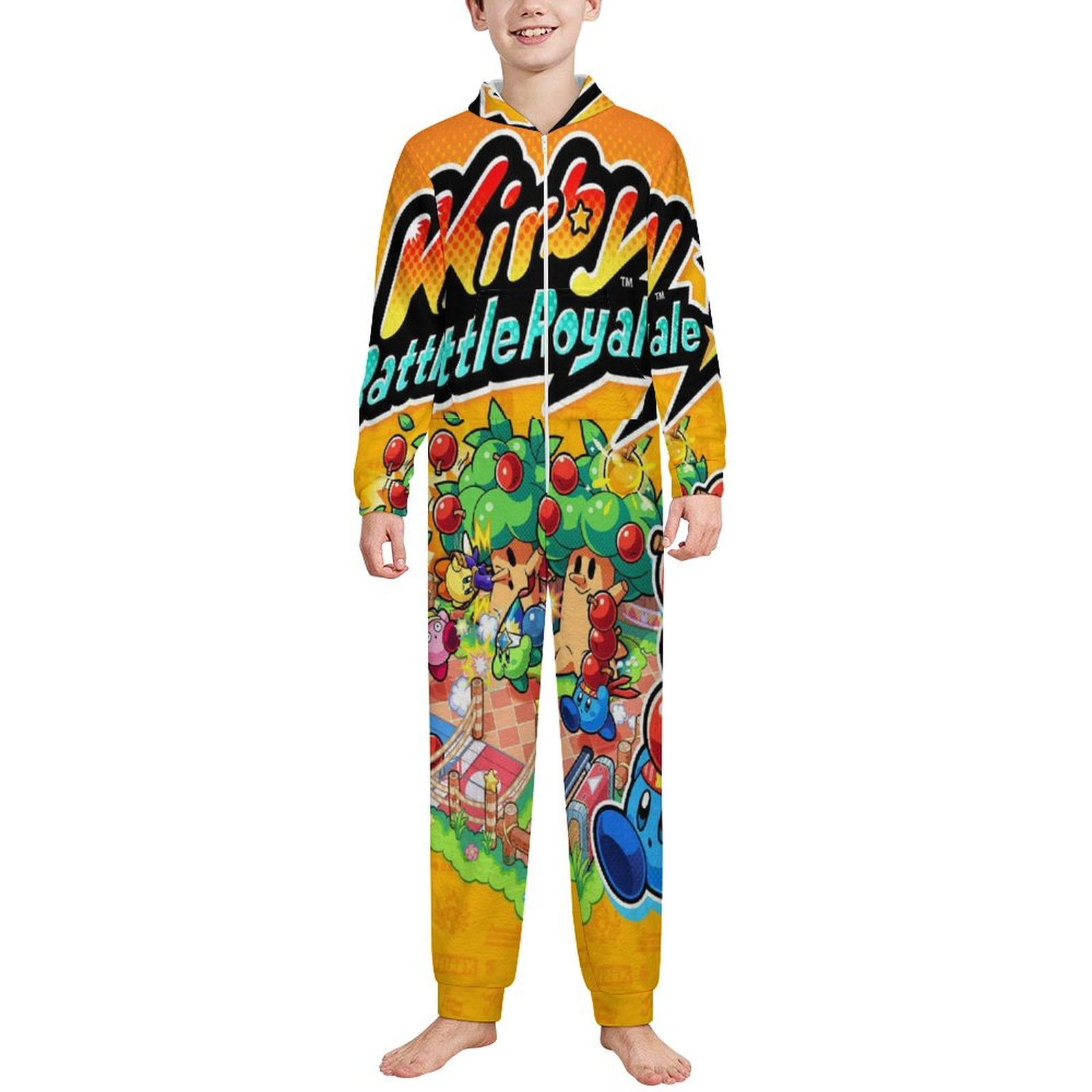 Kirby One Piece Pajama Hooded Union Suit PJs Sleepwear - Walmart.com