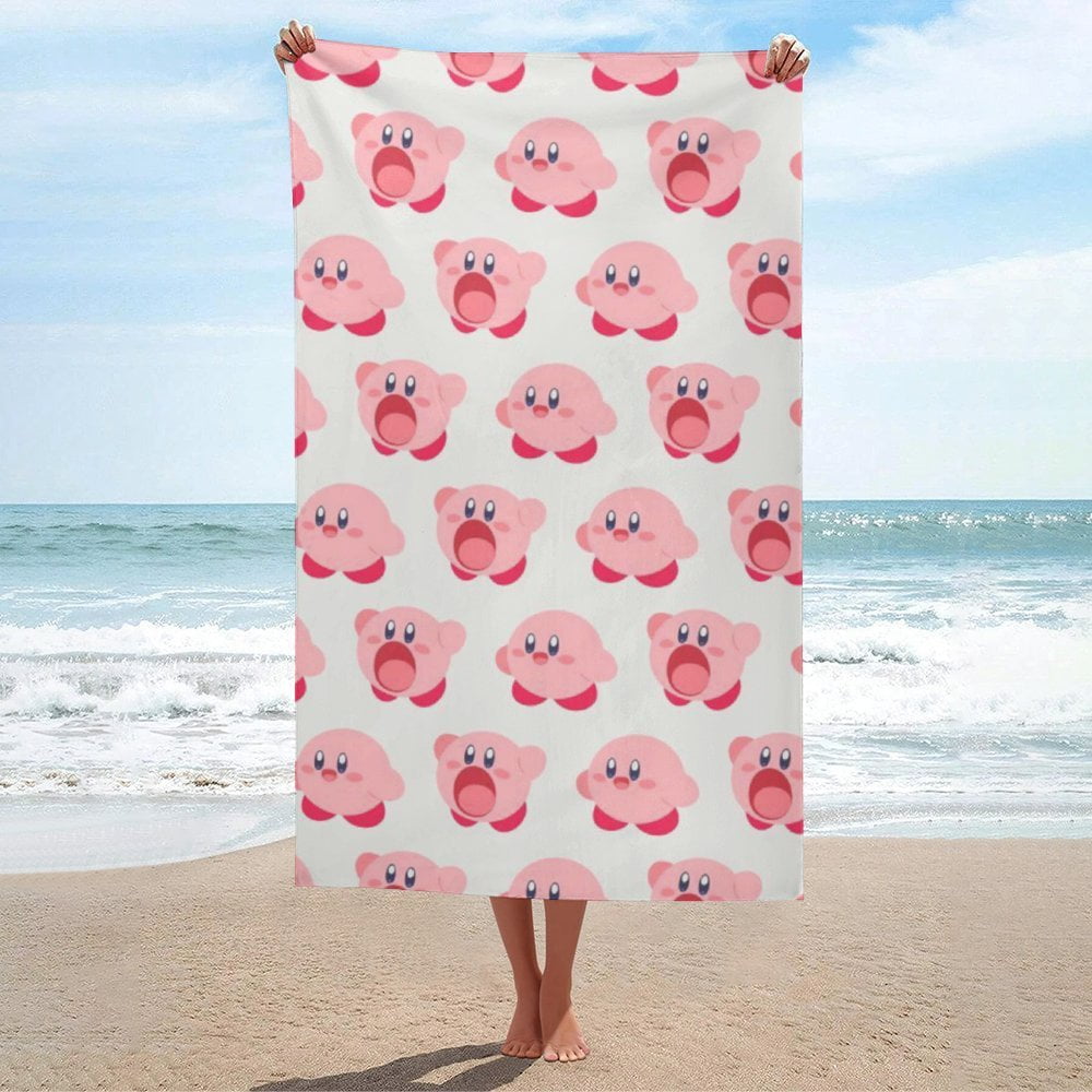 Kirby Pattern Microfiber Beach Towel Soft Absorbent Quick-Dry Bath ...
