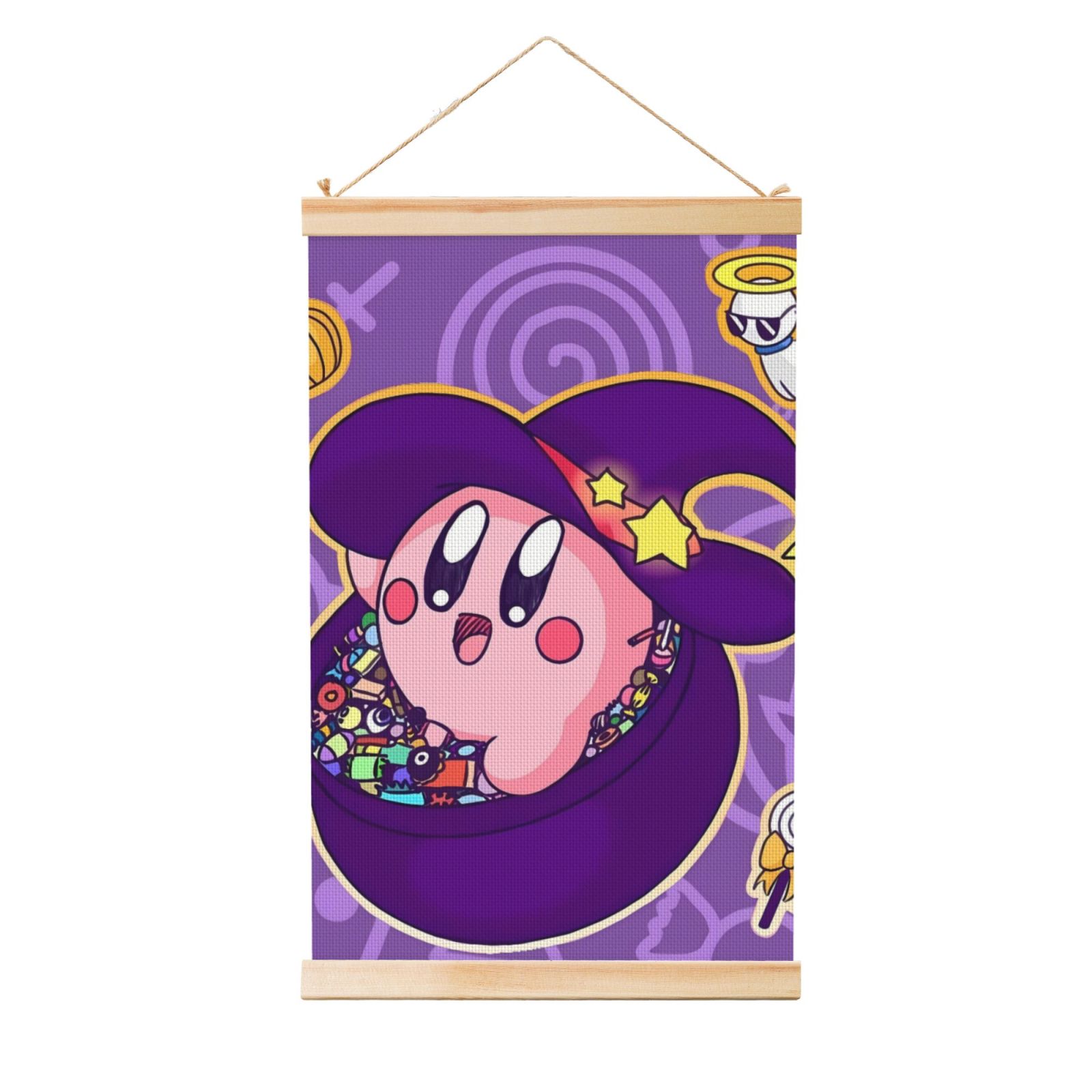 Kirby Poster Wall Art Wooden Shaft Hanging Banner Decor Scroll Painting ...