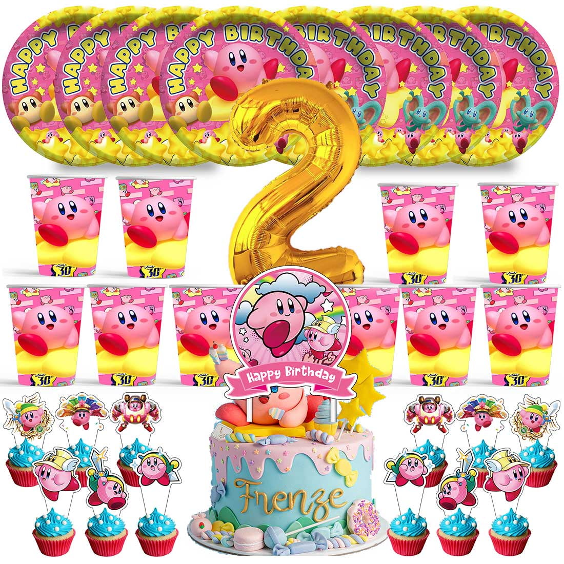 Kirby Star Birthday 2nd Cups Party Supplies Plates Fans Decorations ...