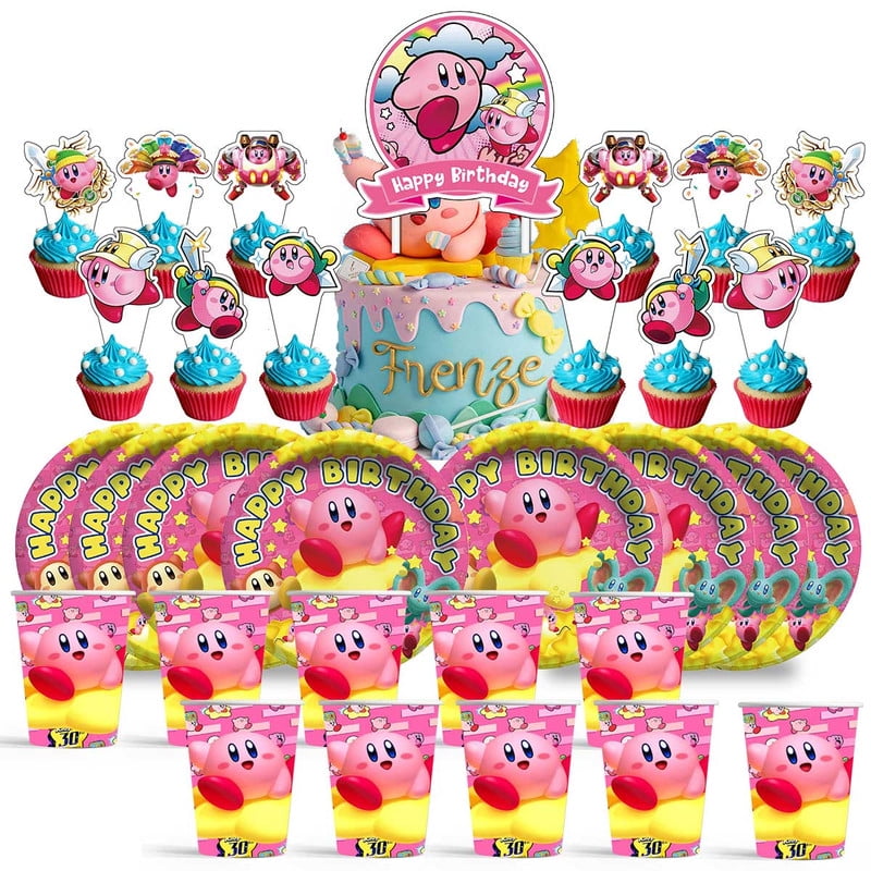 Kirby Star Birthday Cups Party Supplies Plates Fans Decorations Cake ...