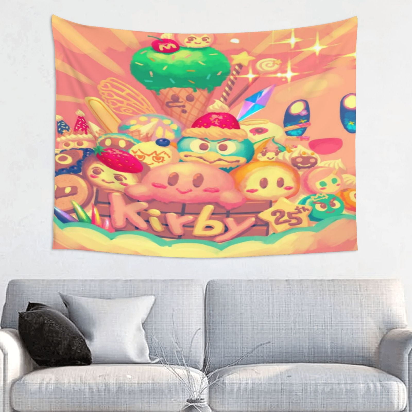 Kirby Wall Tapestry Cartoon Poster for Bedroom Aesthetics Funny Decor ...