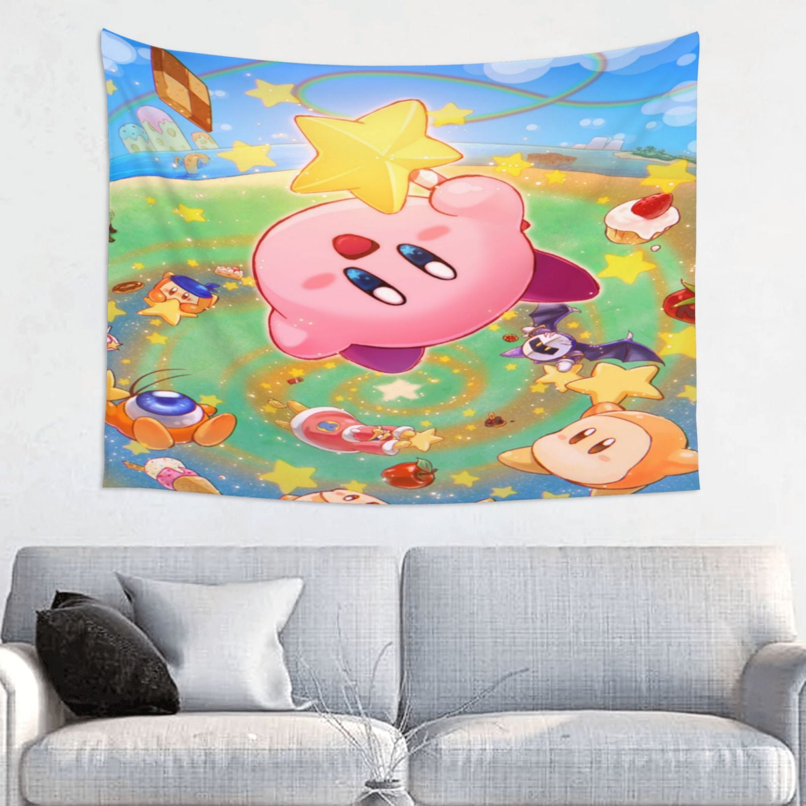 Kirby Wall Tapestry Cartoon Poster for Bedroom Aesthetics Funny Decor ...