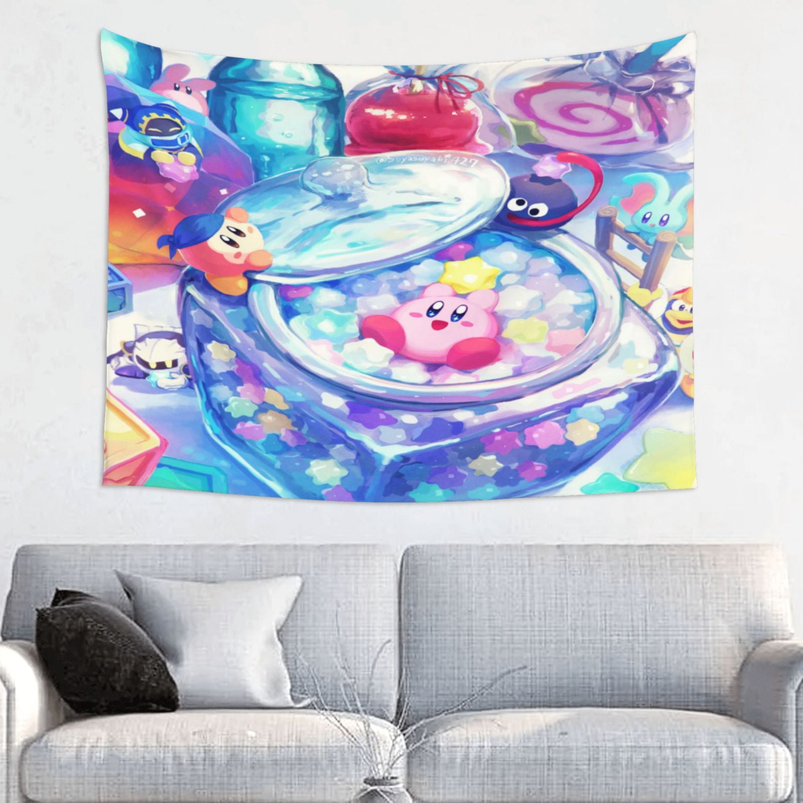 Kirby Wall Tapestry Cartoon Poster for Bedroom Aesthetics Funny Decor ...