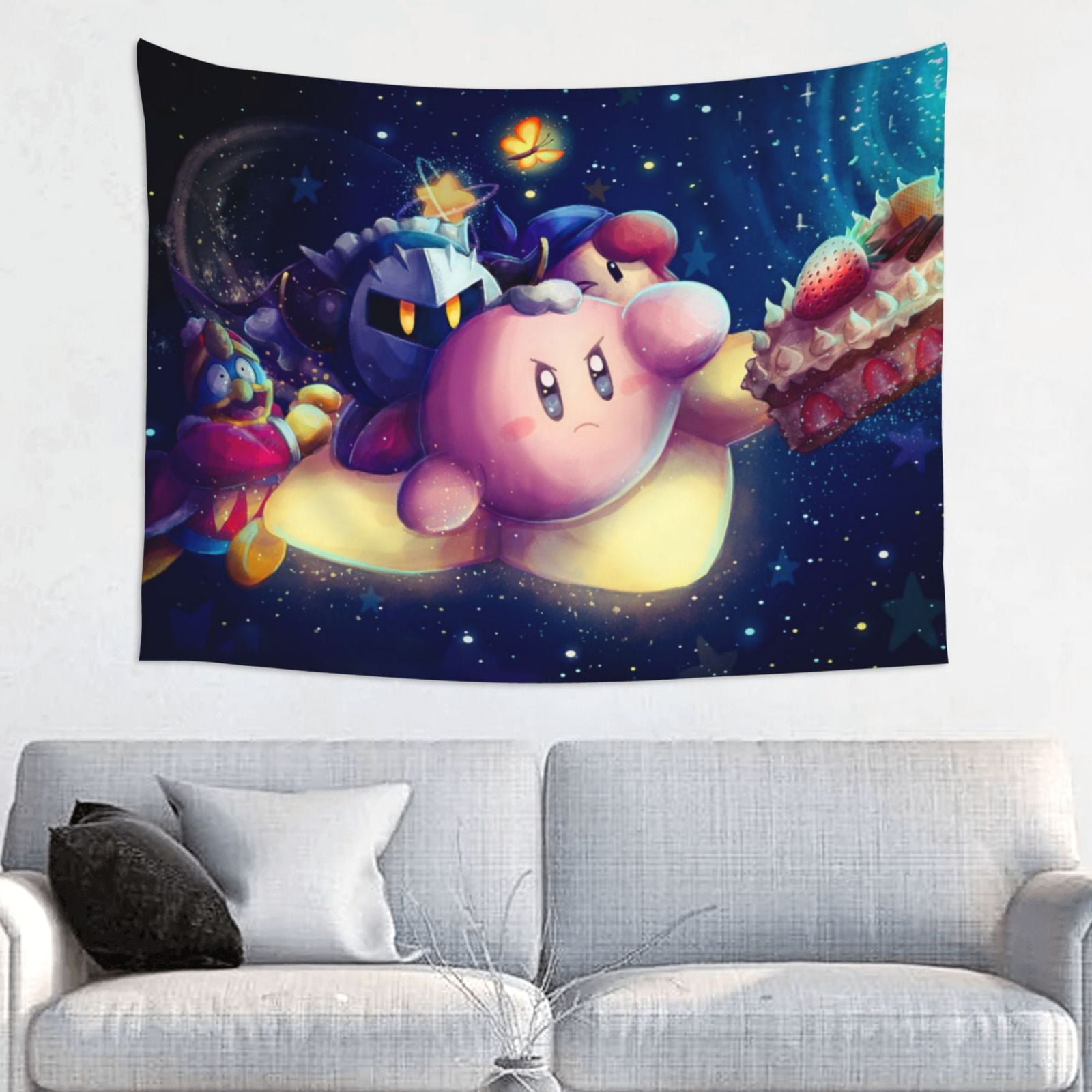 Kirby Wall Tapestry Cartoon Poster for Bedroom Aesthetics Funny Decor ...