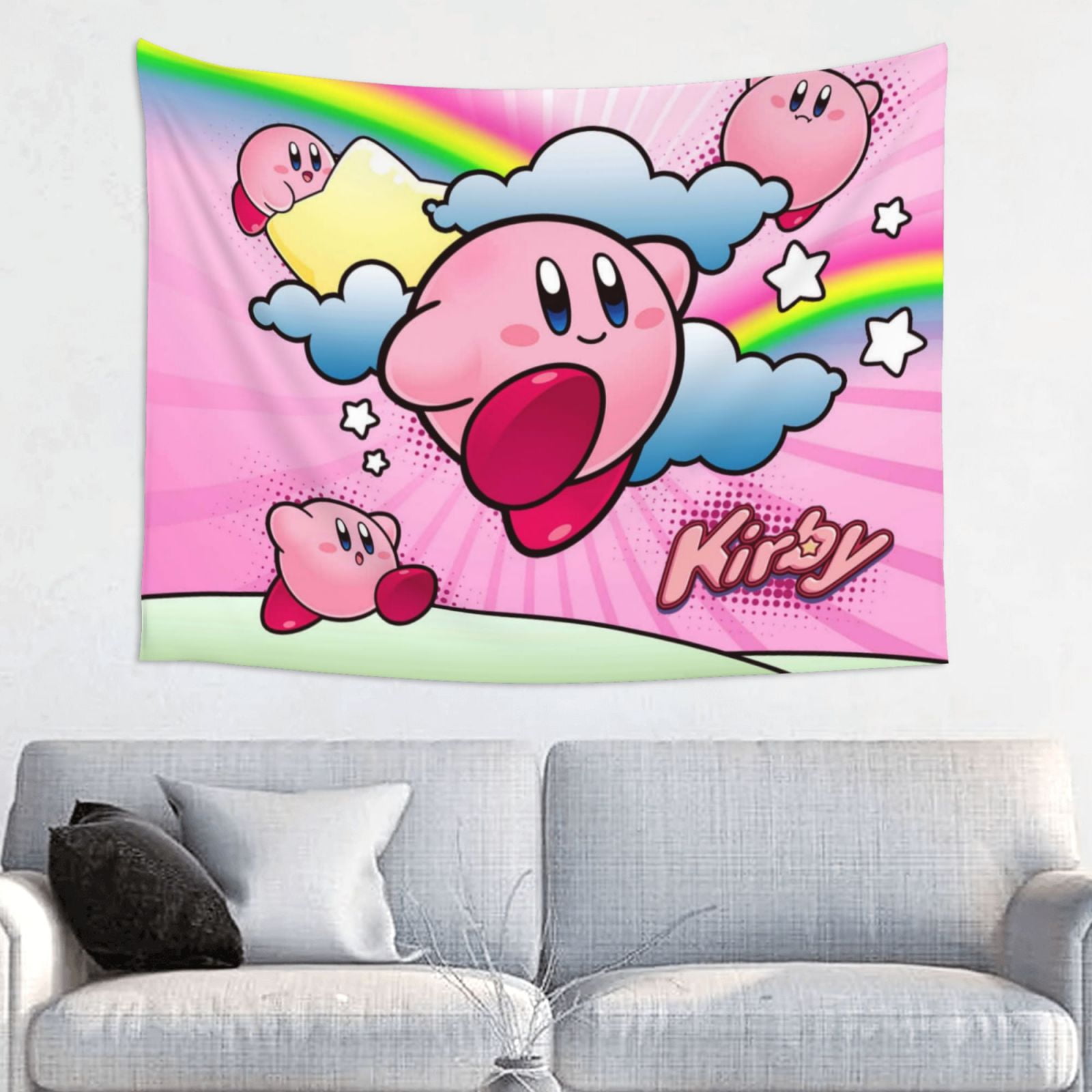 Kirby Wall Tapestry Cartoon Poster for Bedroom Aesthetics Funny Decor ...