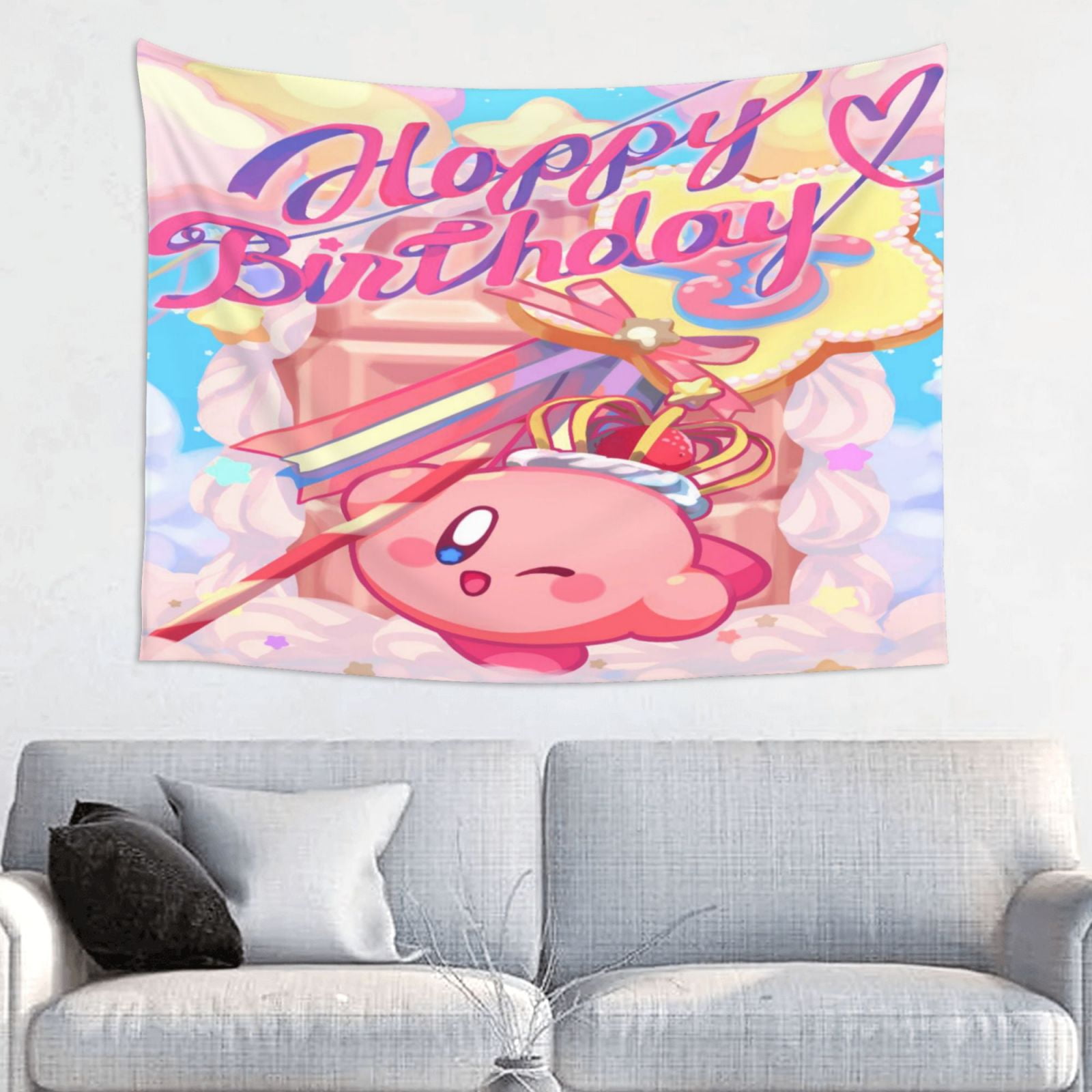 Kirby Wall Tapestry Cartoon Poster for Bedroom Aesthetics Funny Decor ...