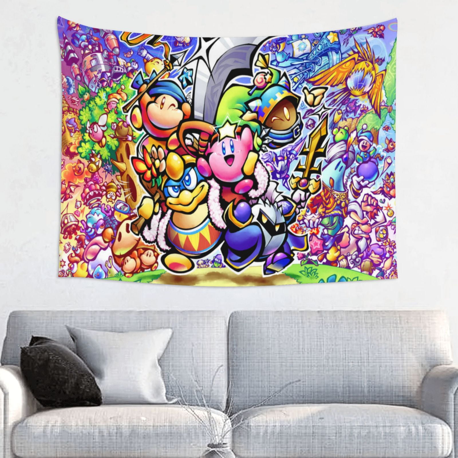 Kirby Wall Tapestry Cartoon Poster for Bedroom Aesthetics Funny Decor ...