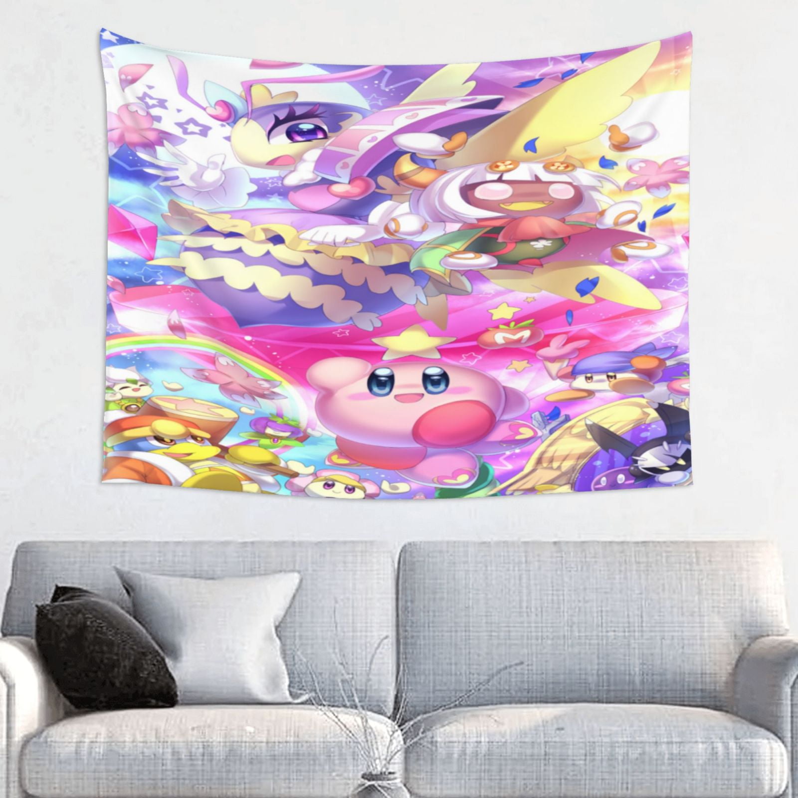 Kirby Wall Tapestry Cartoon Poster for Bedroom Aesthetics Funny Decor ...