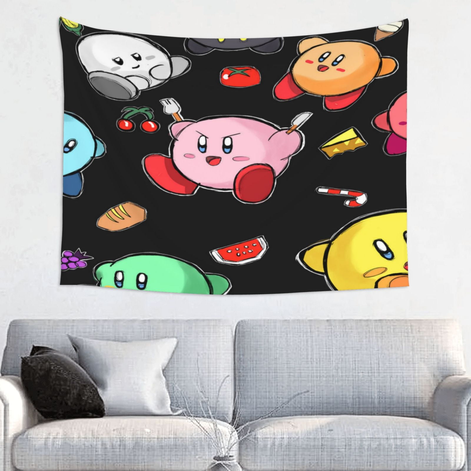 Kirby Wall Tapestry Cartoon Poster for Bedroom Aesthetics Funny Decor ...
