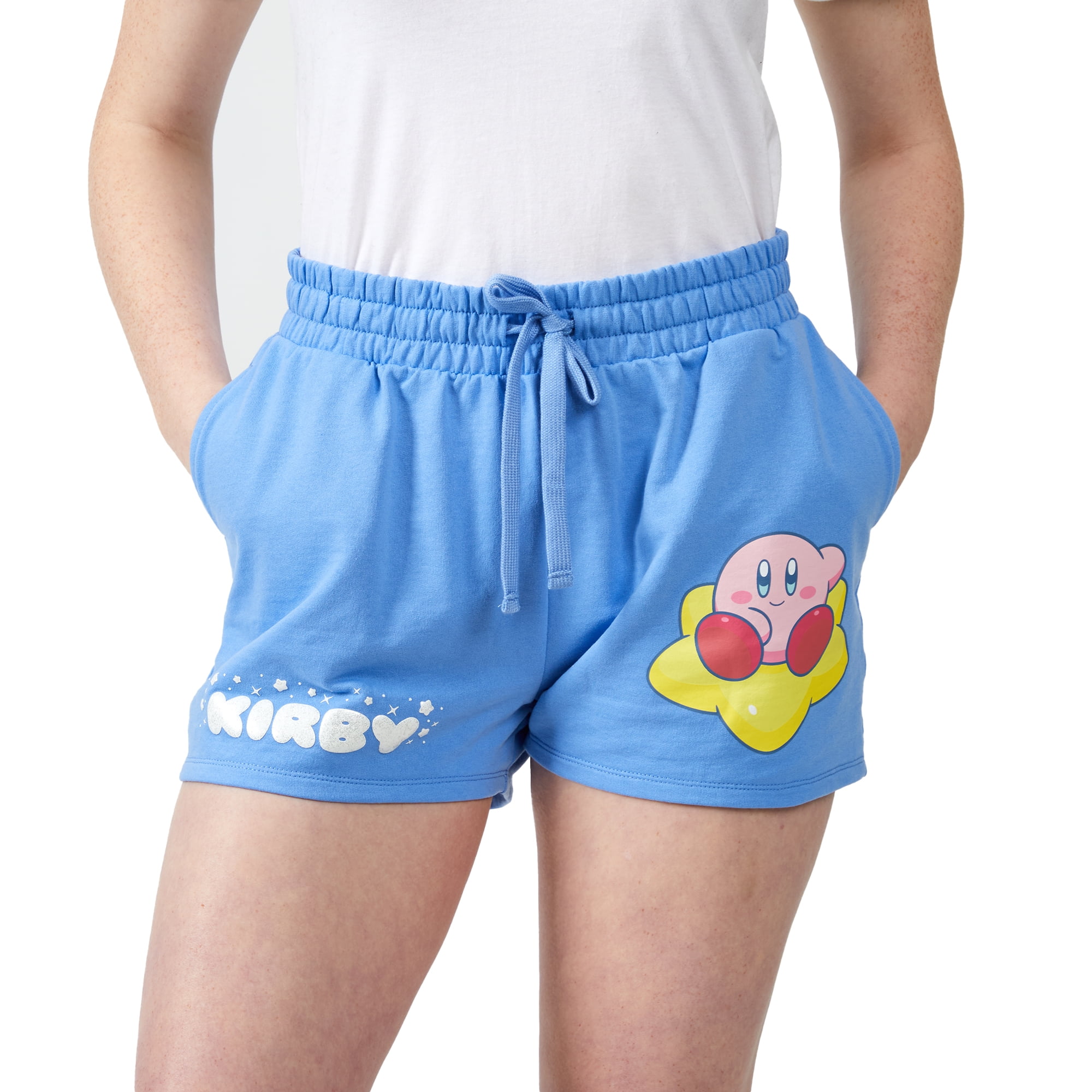 Kirby Warp Star Glitter Puff Print Women's Blue Sweat Shorts XXL ...