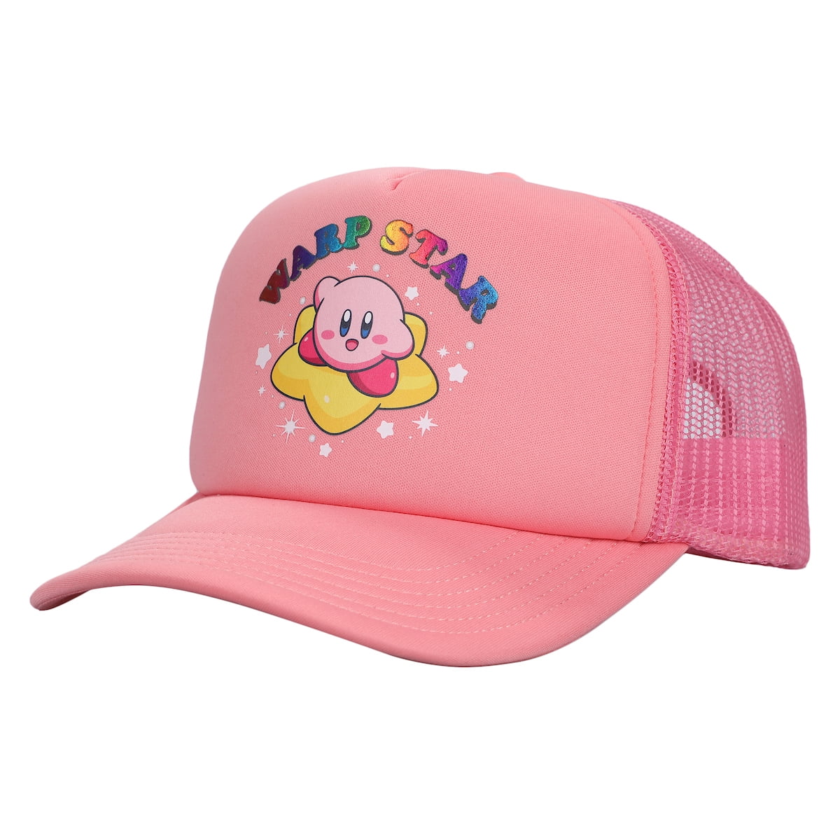 Officially Licensed Kirby Warp Star Trucker Hat for Men, Pink Foam ...