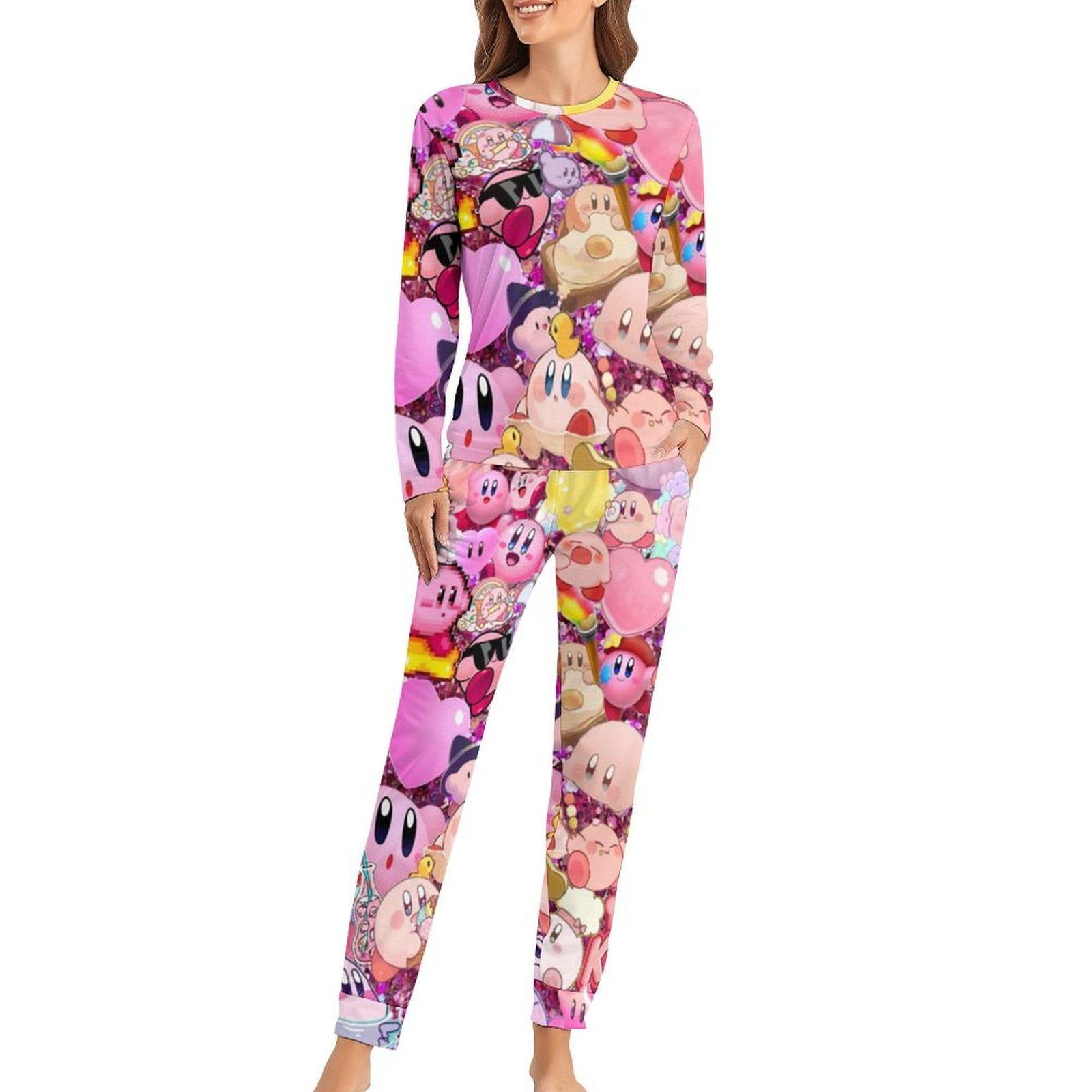 Kirby Womens Pajama Set Loungewear Cozy Soft House Wear Sets Long ...