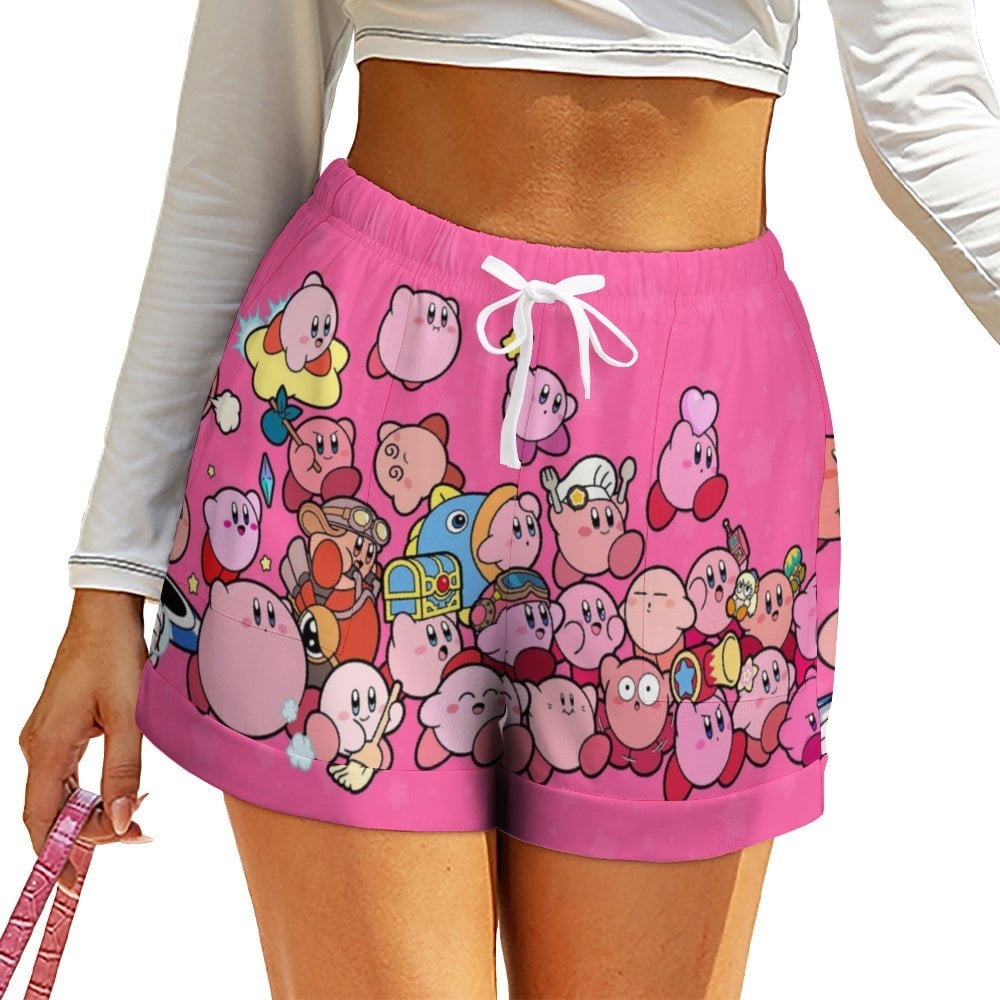 Kirby's 30th Anniversary Women's Leg Shorts Drawstring Elastic High ...