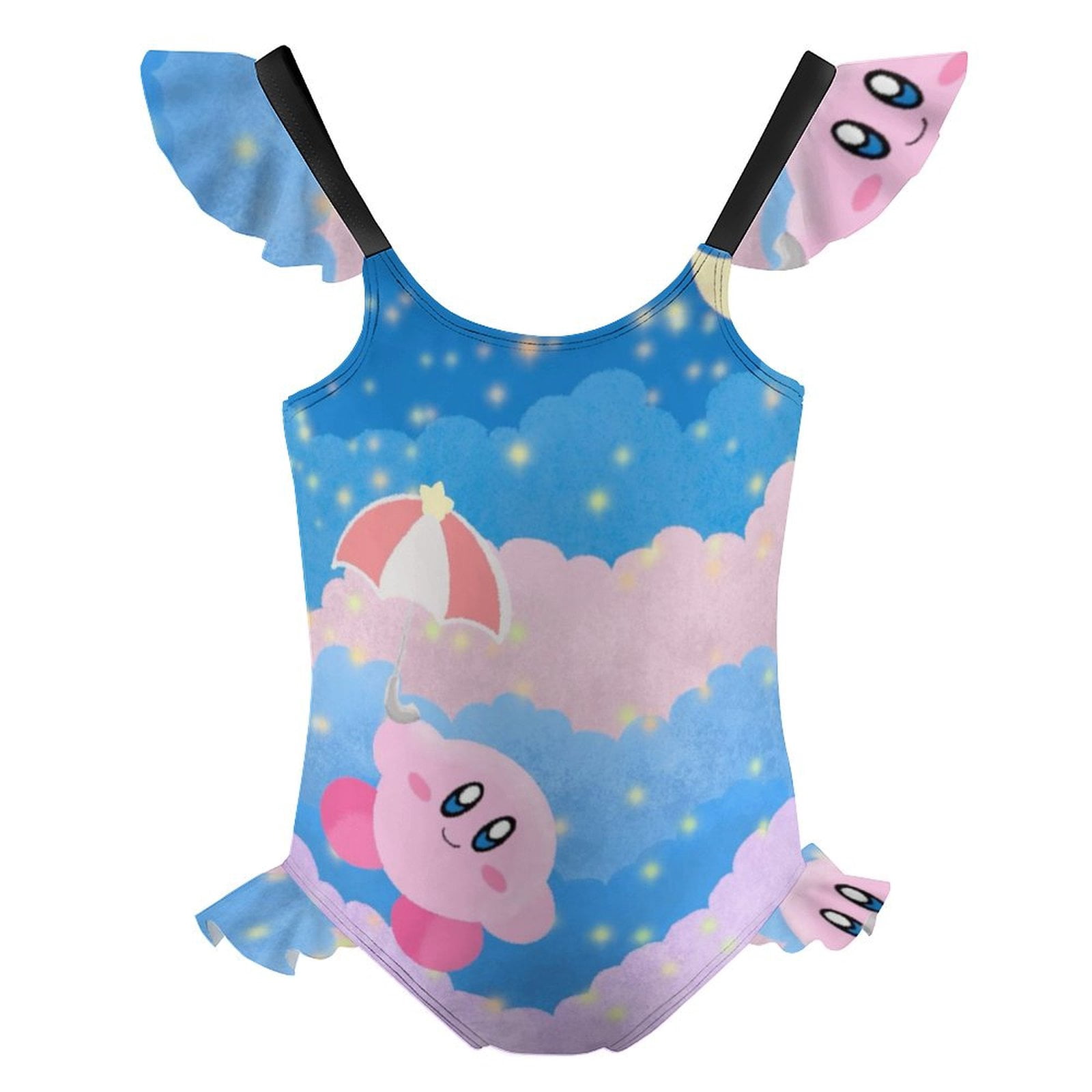 Kirby swimsuit for Girl Cute Teen Girls One Piece Ruffle Trim Bathing ...