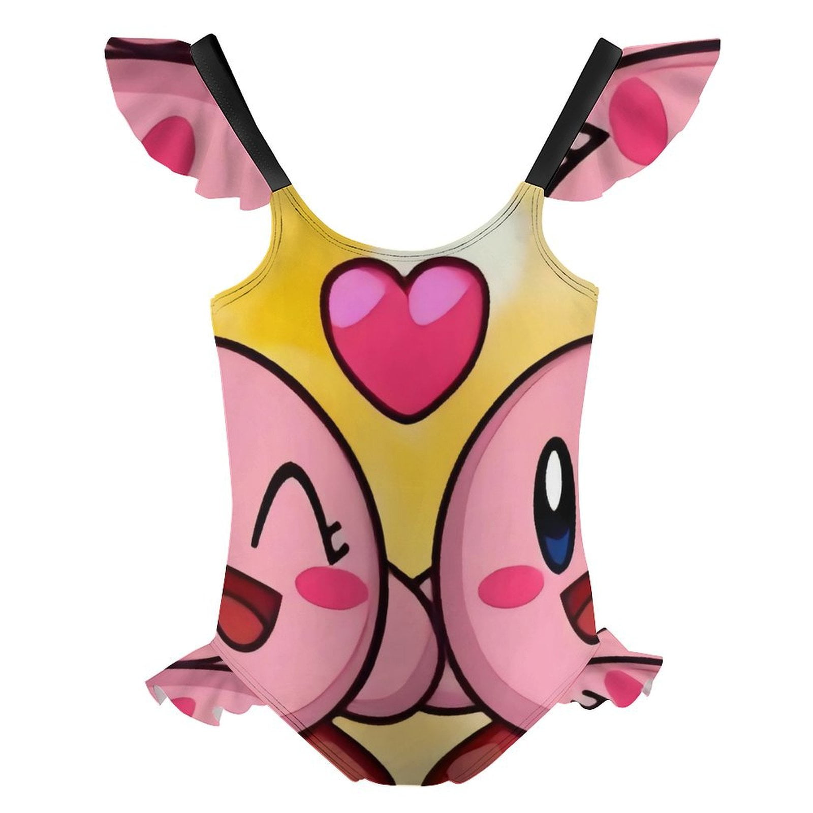 Kirby swimsuit for Girl Cute Teen Girls One Piece Ruffle Trim Bathing ...