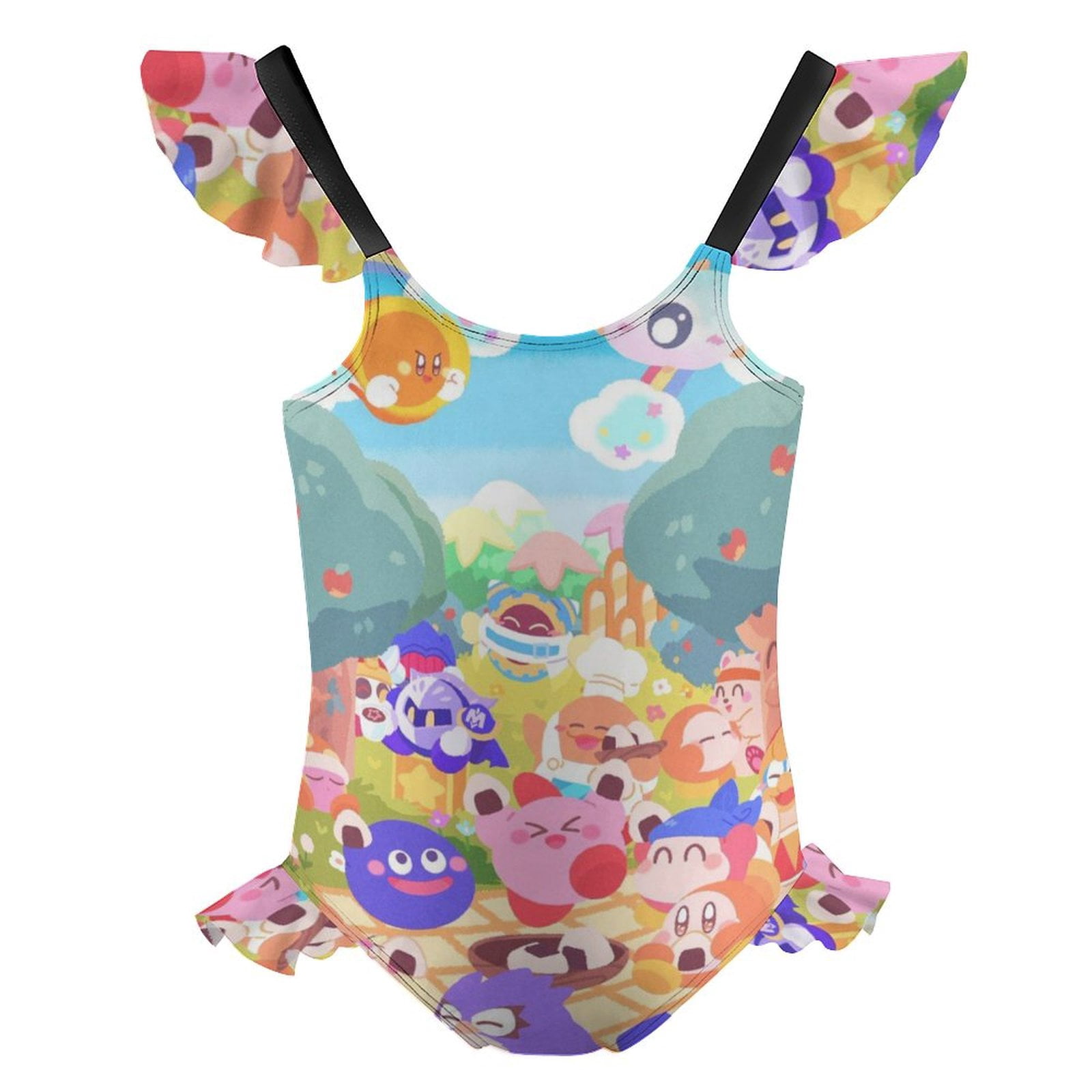 Kirby swimsuit for Girl Cute Teen Girls One Piece Ruffle Trim Bathing ...
