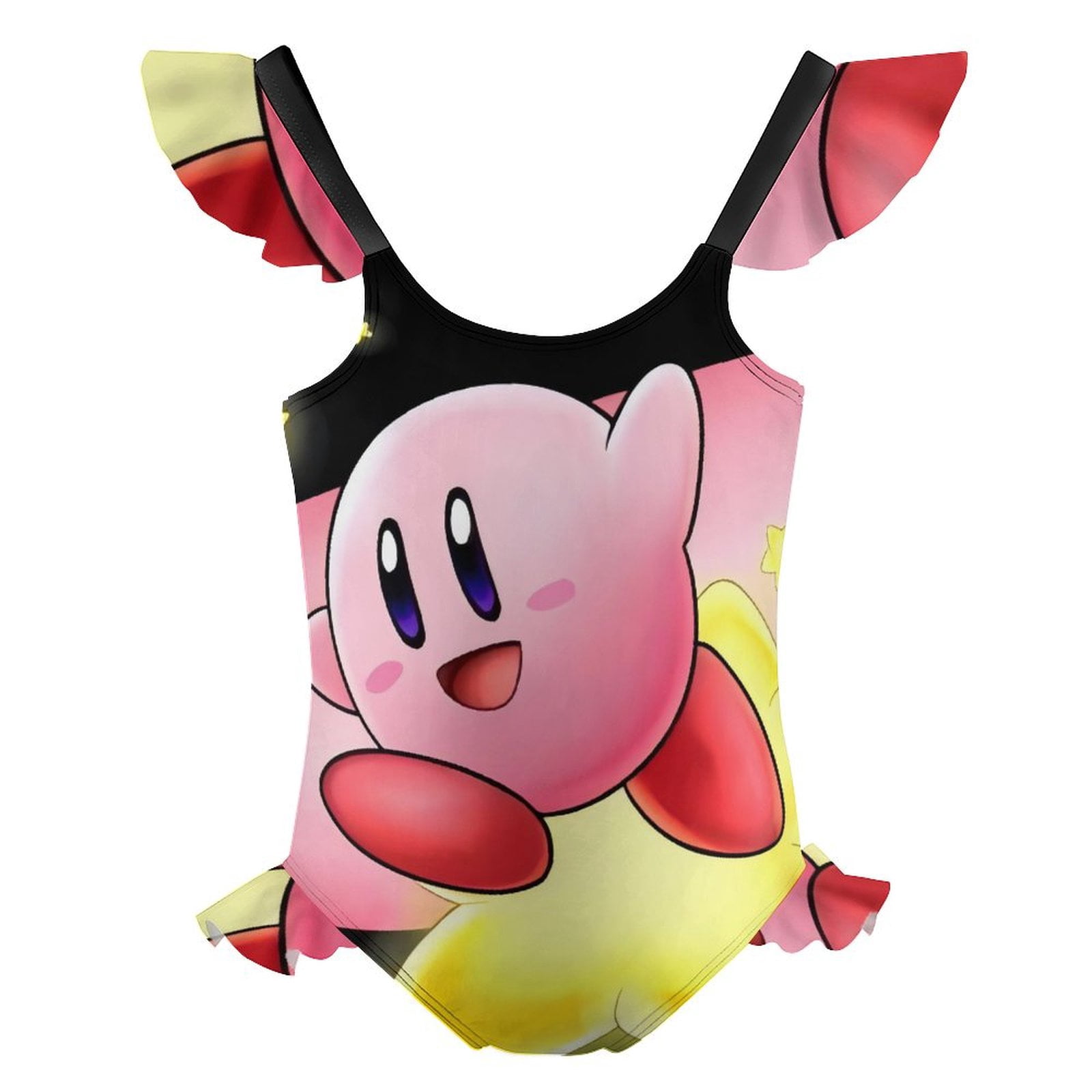 Kirby swimsuit for Girl Cute Teen Girls One Piece Ruffle Trim Bathing ...