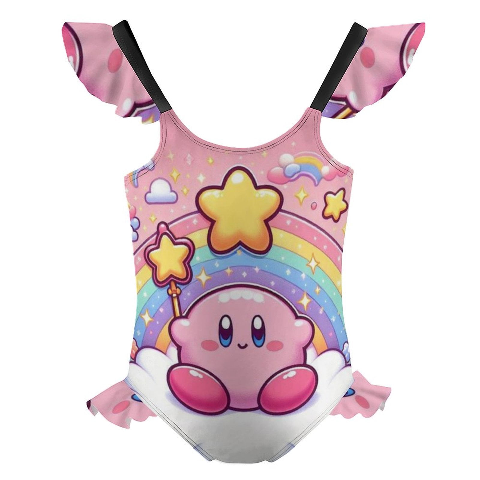 Kirby swimsuit for Girl Cute Teen Girls One Piece Ruffle Trim Bathing ...