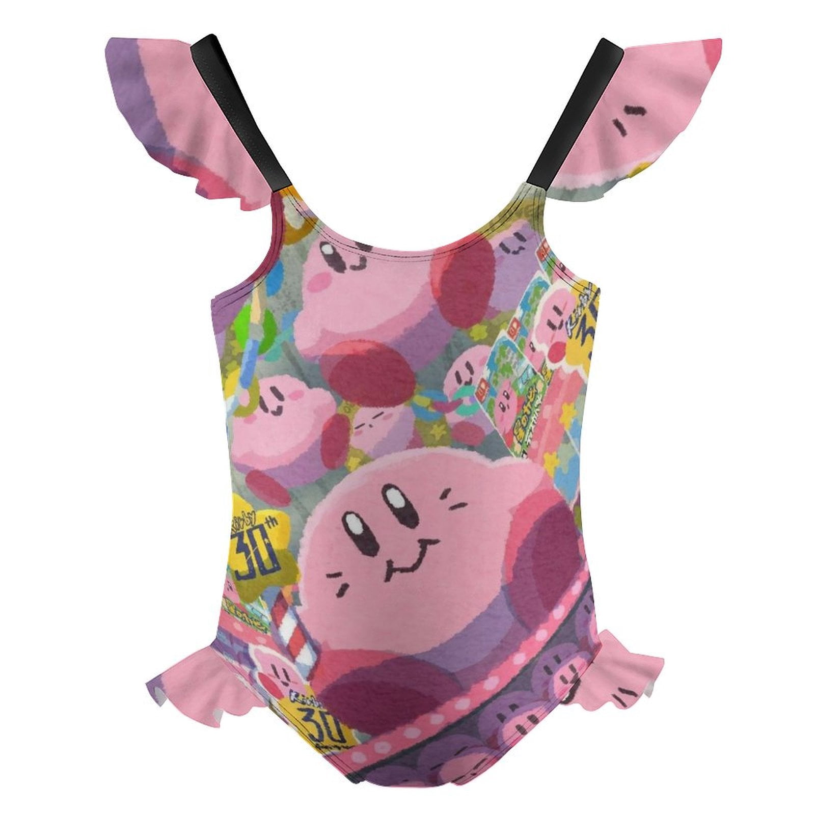 Kirby swimsuit for Girl Cute Teen Girls One Piece Ruffle Trim Bathing ...
