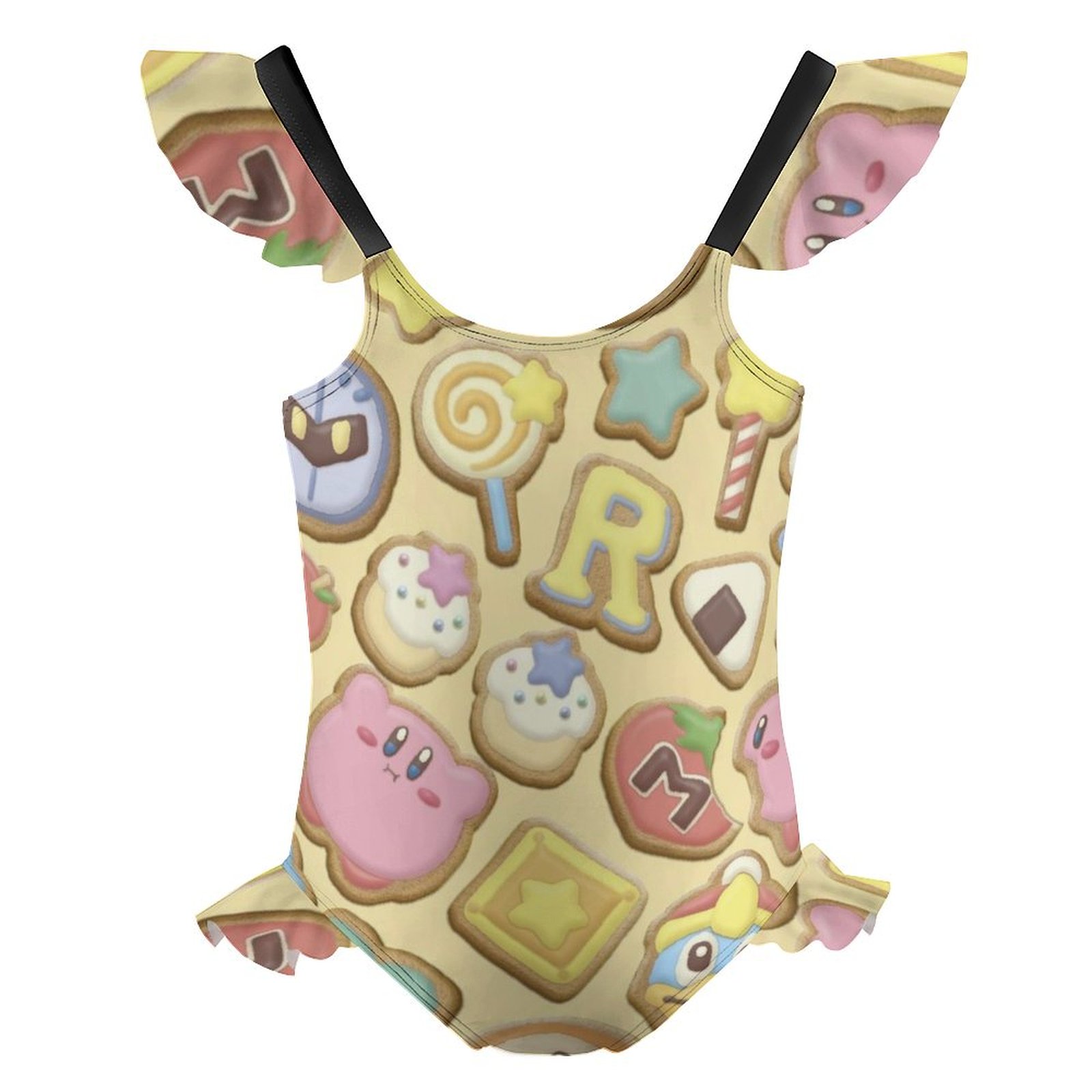 Kirby swimsuit for Girl Cute Teen Girls One Piece Ruffle Trim Bathing ...