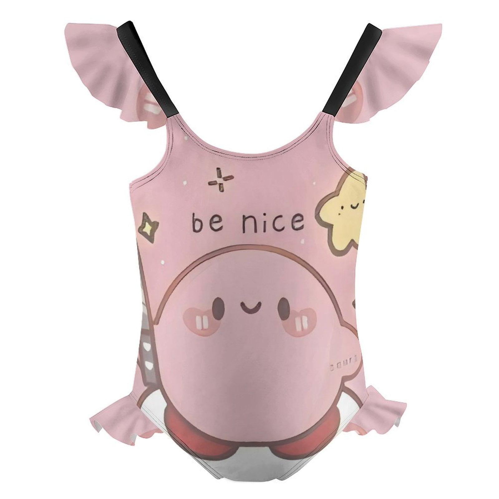 Kirby swimsuit for Girl Cute Teen Girls One Piece Ruffle Trim Bathing ...