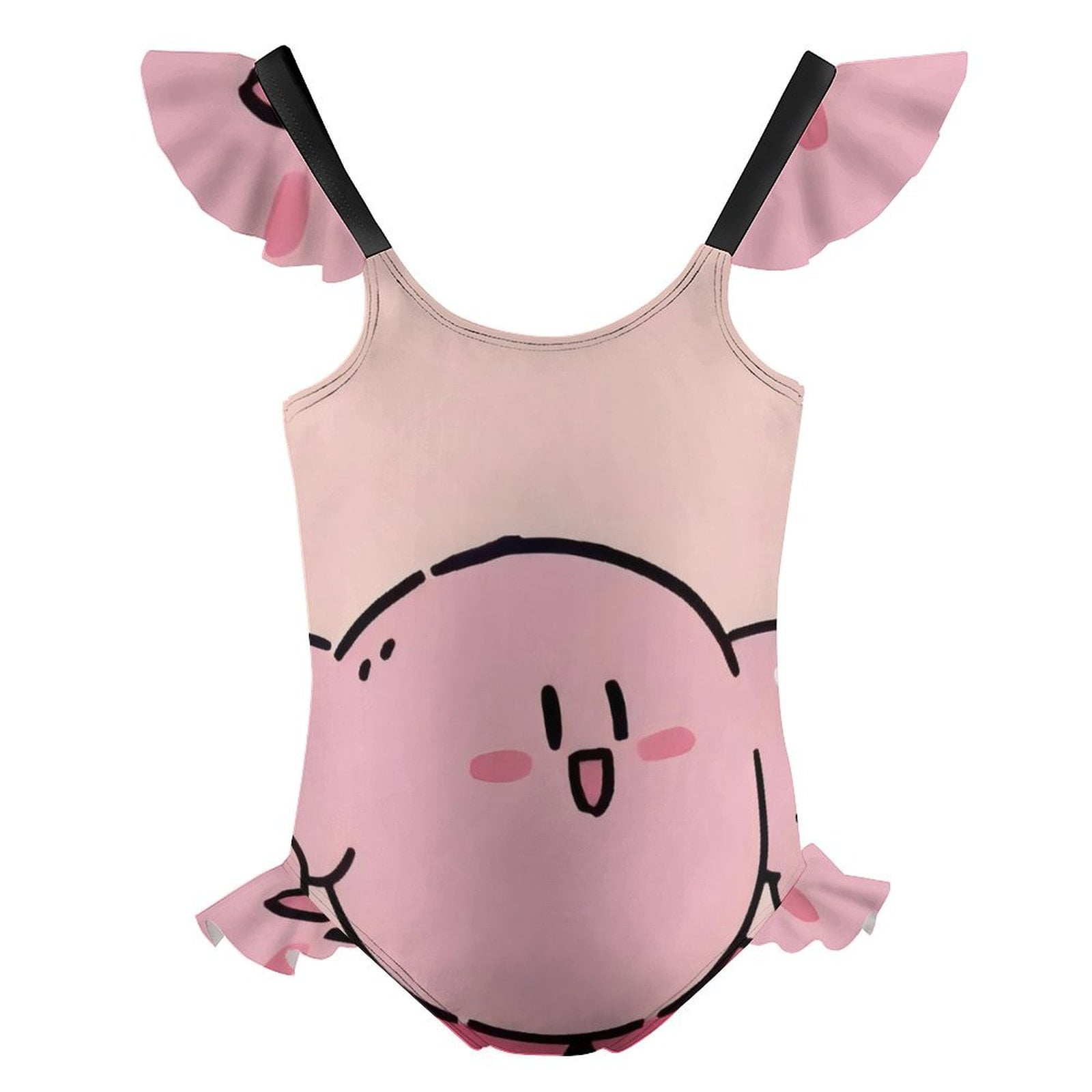 Kirby swimsuit for Girl Cute Teen Girls One Piece Ruffle Trim Bathing ...