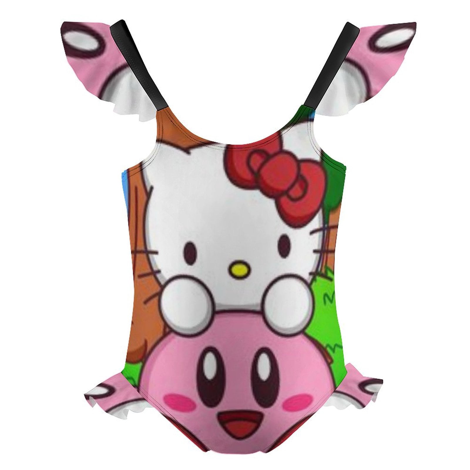 Kirby swimsuit for Girl Cute Teen Girls One Piece Ruffle Trim Bathing ...