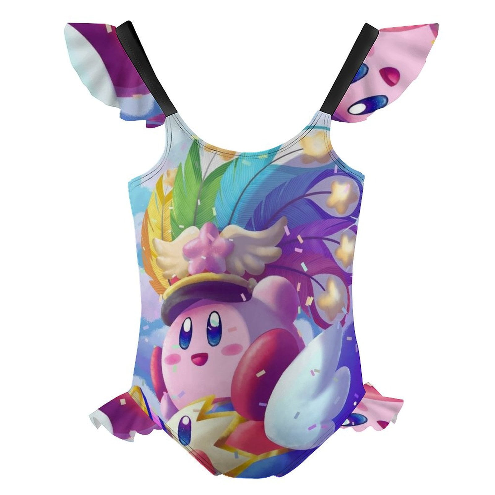 Kirby swimsuit for Girl Cute Teen Girls One Piece Ruffle Trim Bathing ...