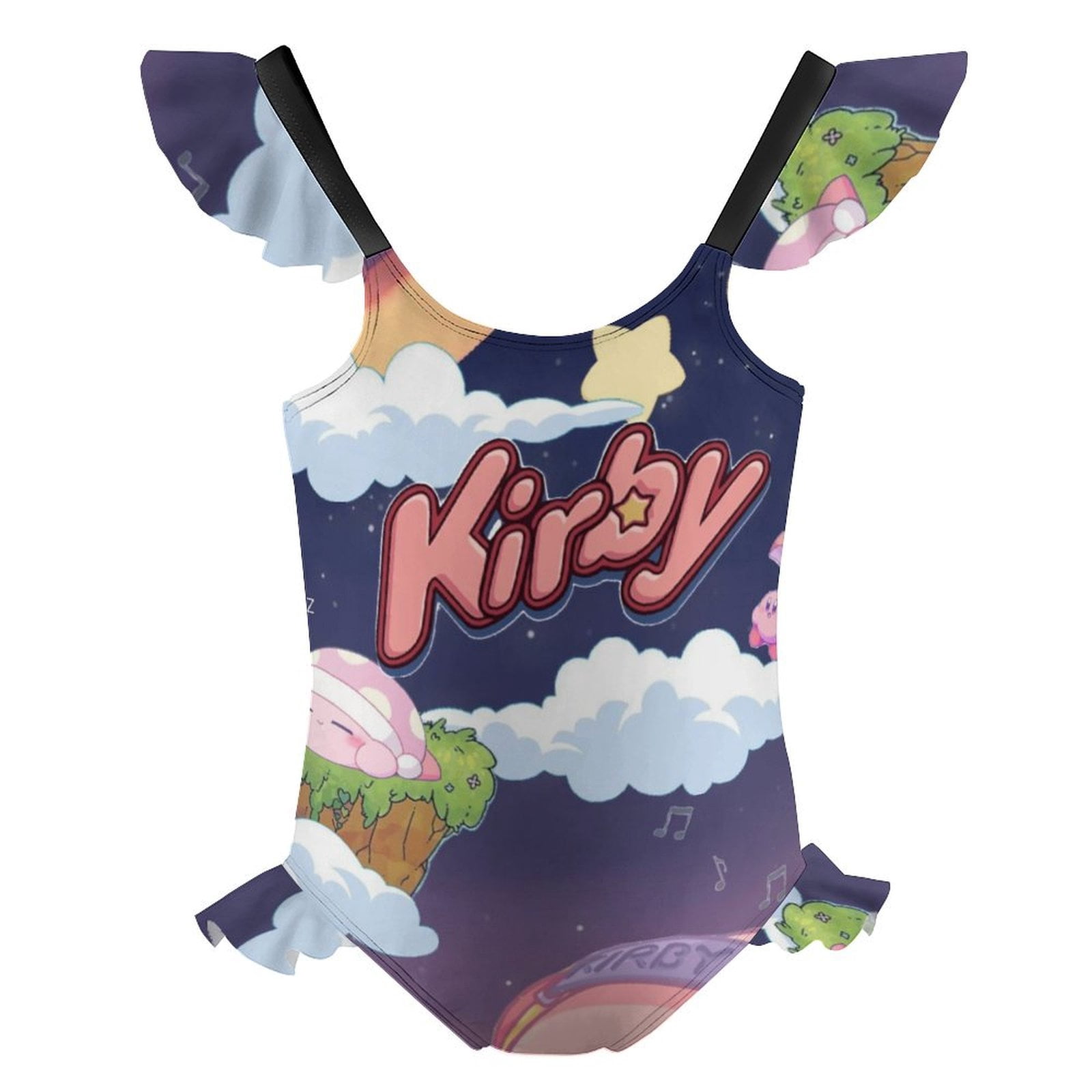 Kirby swimsuit for Girl Cute Teen Girls One Piece Ruffle Trim Bathing ...