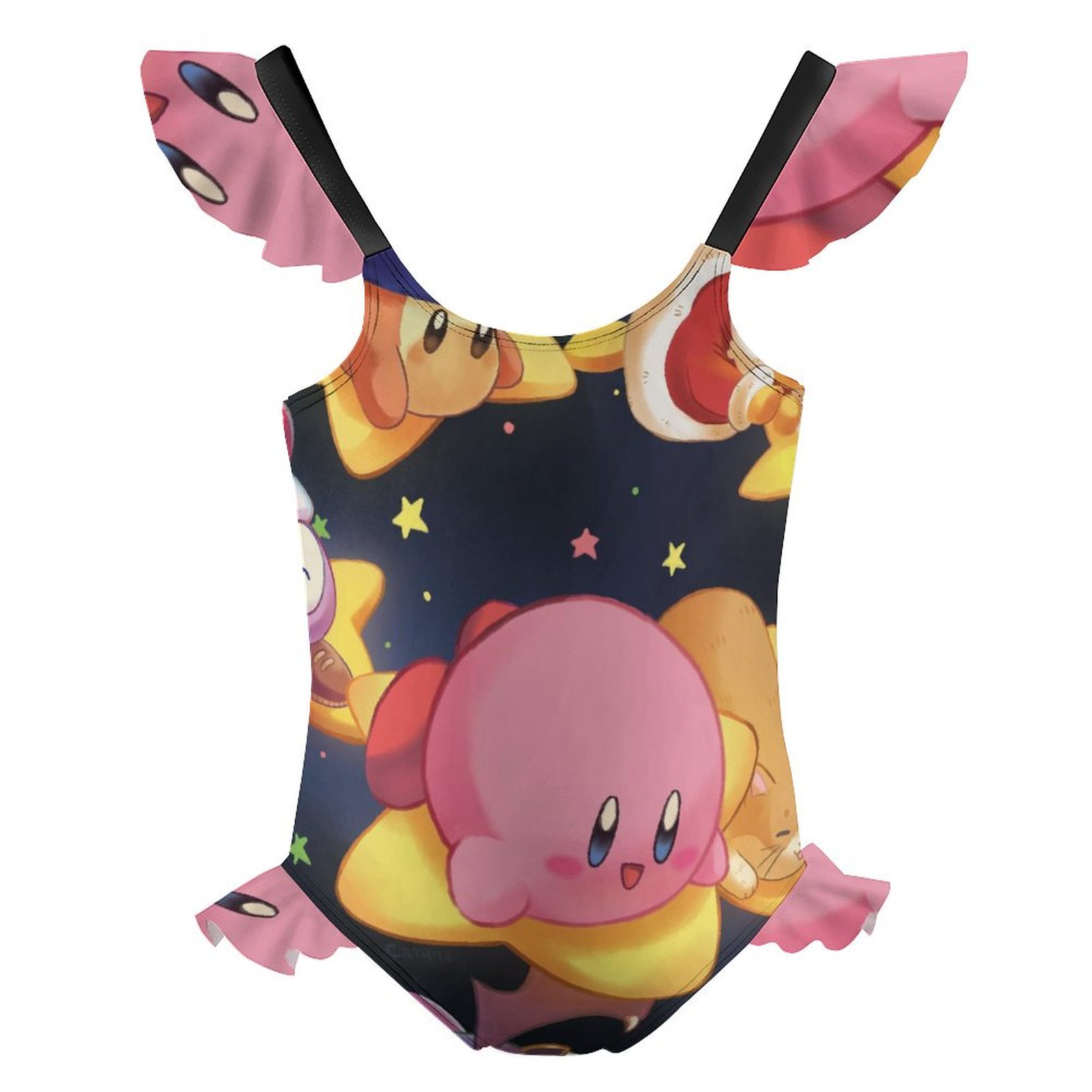 Kirby swimsuit for Girl Cute Teen Girls One Piece Ruffle Trim Bathing ...