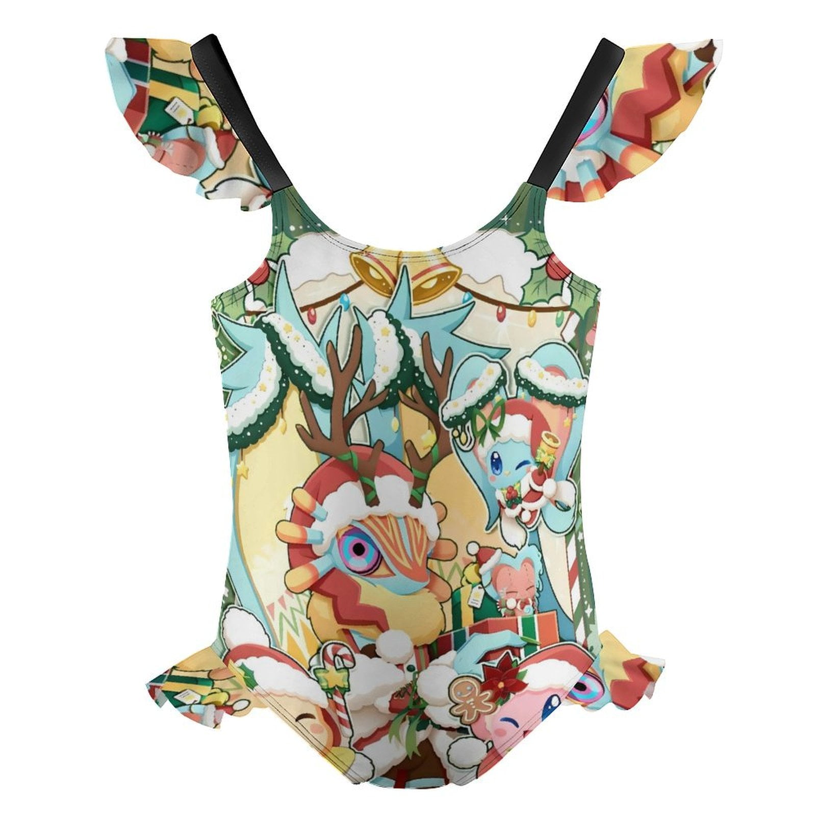 Kirby swimsuit for Girl Cute Teen Girls One Piece Ruffle Trim Bathing ...