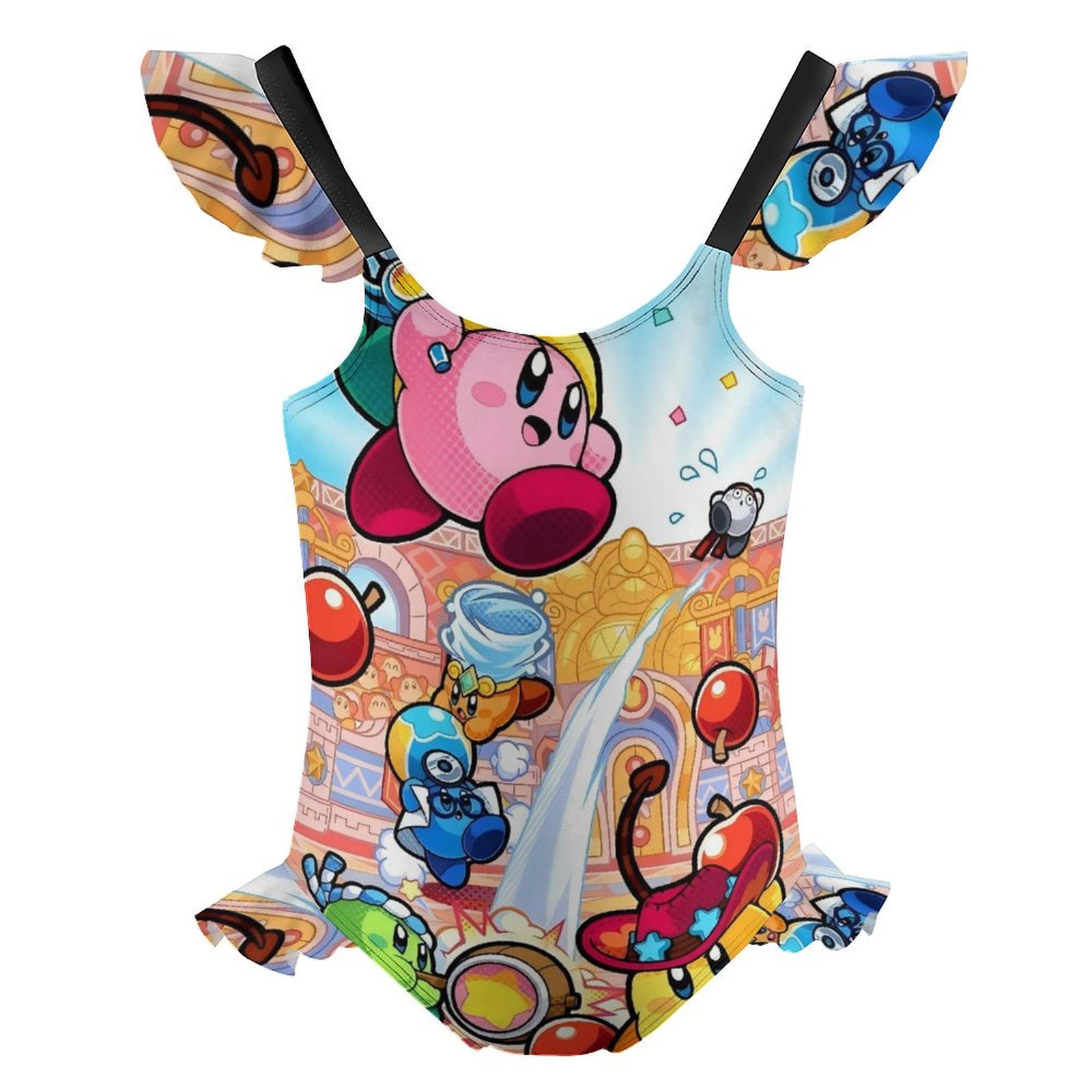 Kirby swimsuit for Girl Cute Teen Girls One Piece Ruffle Trim Bathing ...