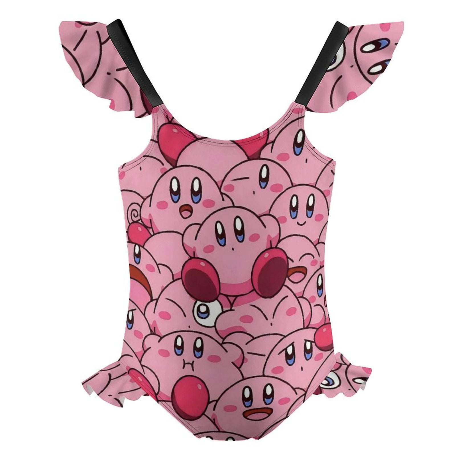 Kirby swimsuit for Girl Cute Teen Girls One Piece Ruffle Trim Bathing ...