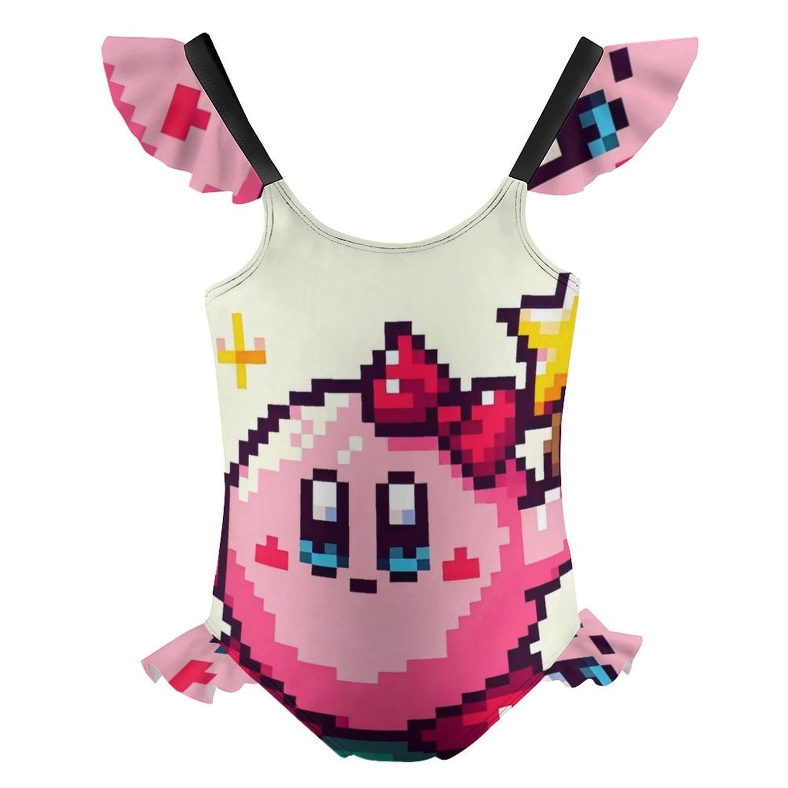 Kirby swimsuit for Girl Cute Teen Girls One Piece Ruffle Trim Bathing ...