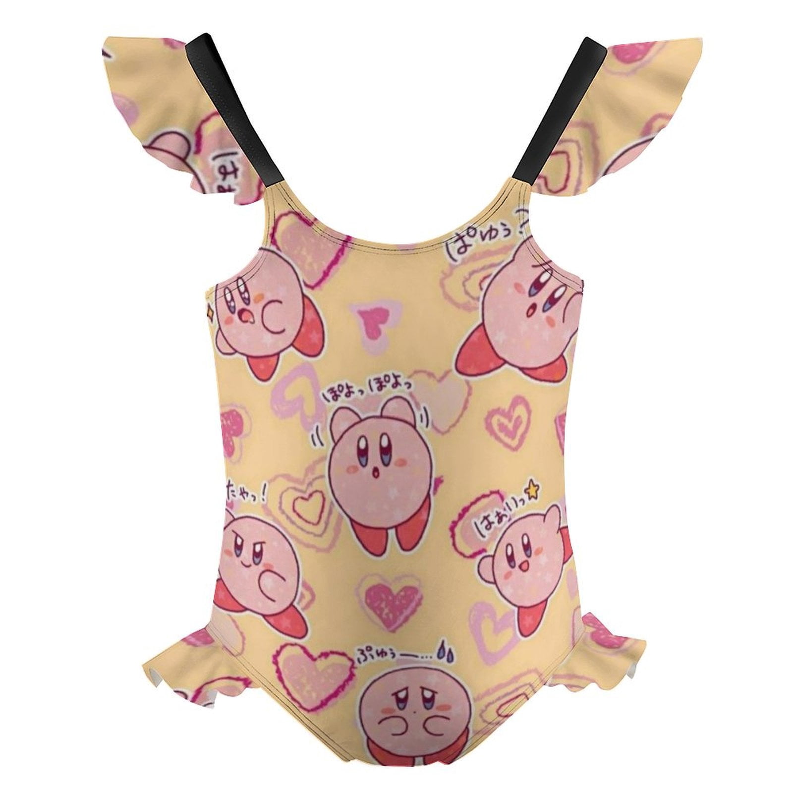 Kirby swimsuit for Girl Cute Teen Girls One Piece Ruffle Trim Bathing ...